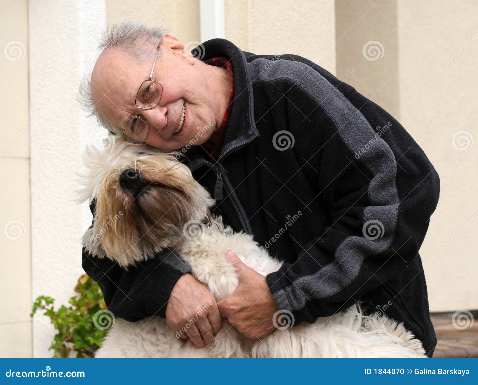 Grandfather with a dog stock photo. Image of glasses, love - 1844070
