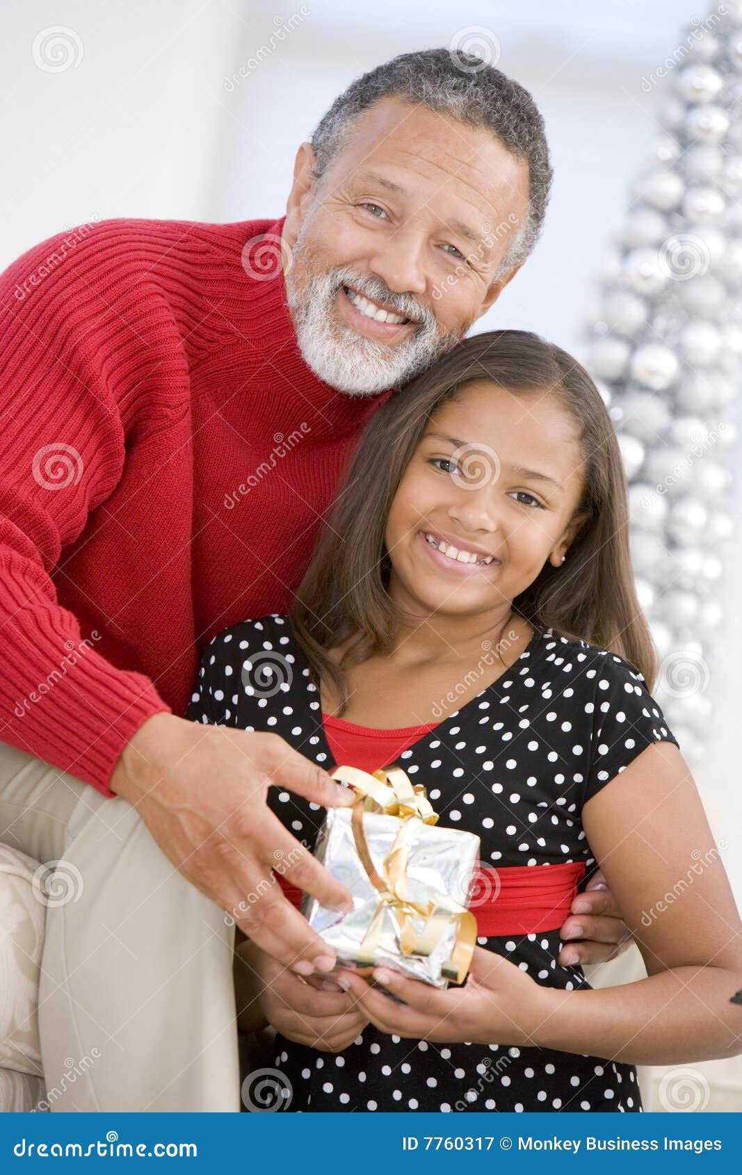 Grandfather Giving His Granddaughter a Present Stock Image - Image of ...