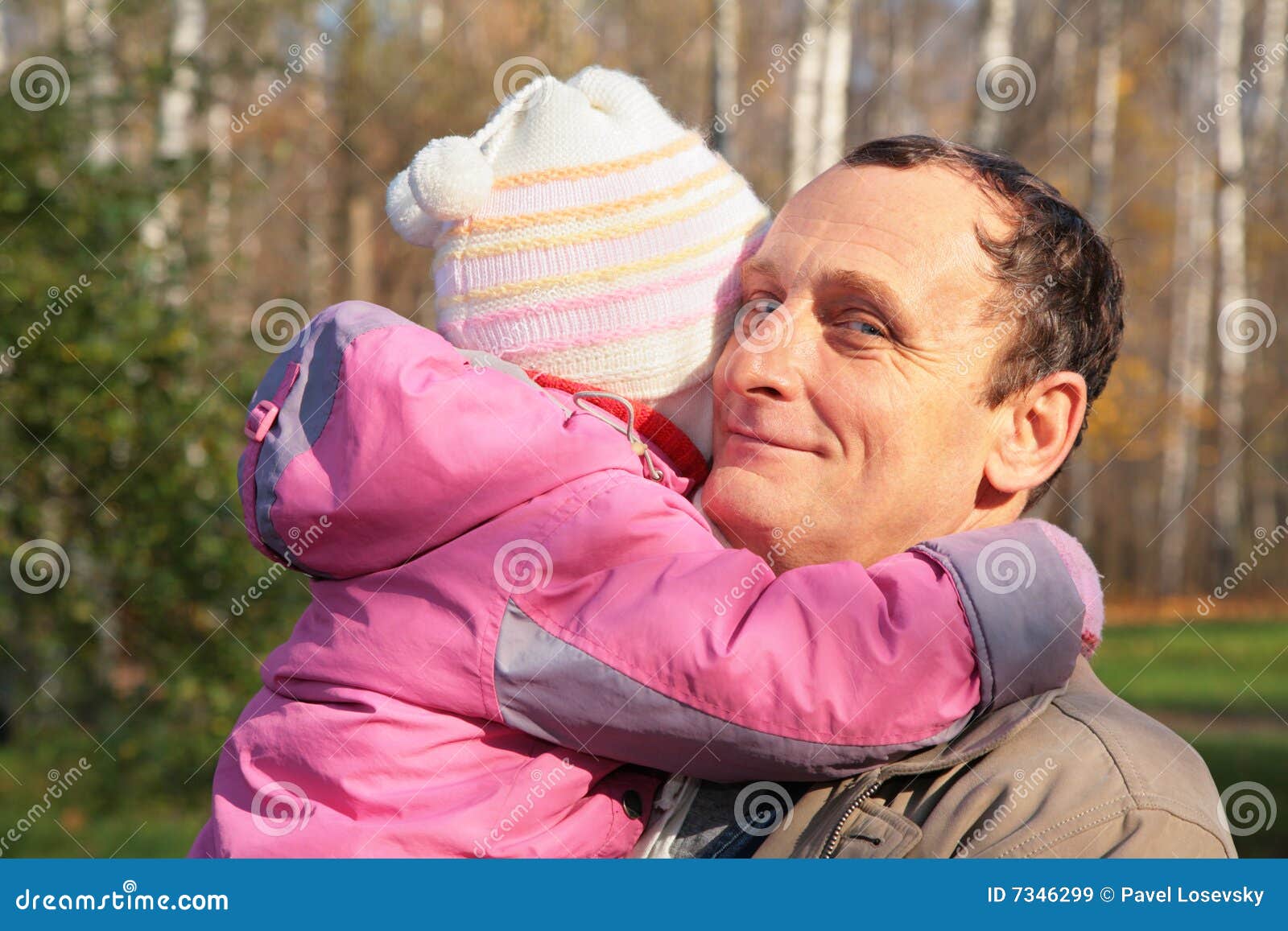 Grandfather Holds Granddaughter on Hands Stock Image - Image of ...