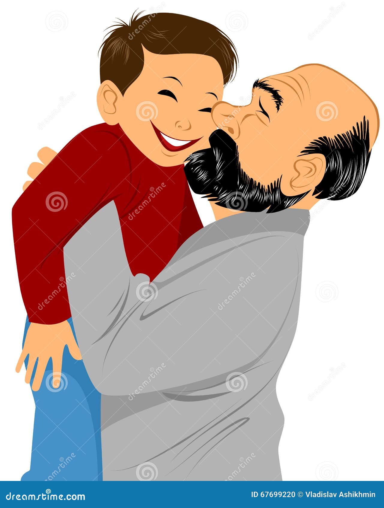 Happy Family Portrait Of Boy And Grandpa Hugging Royalty-Free Stock ...