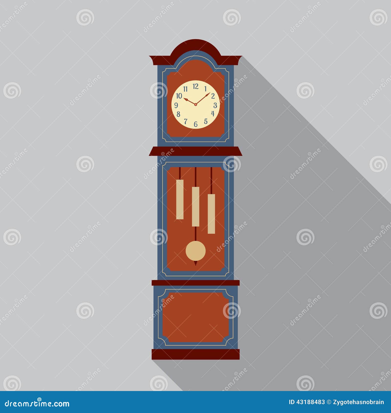 Grandfather Pendulum Clock stock vector. Illustration of flat - 43188483