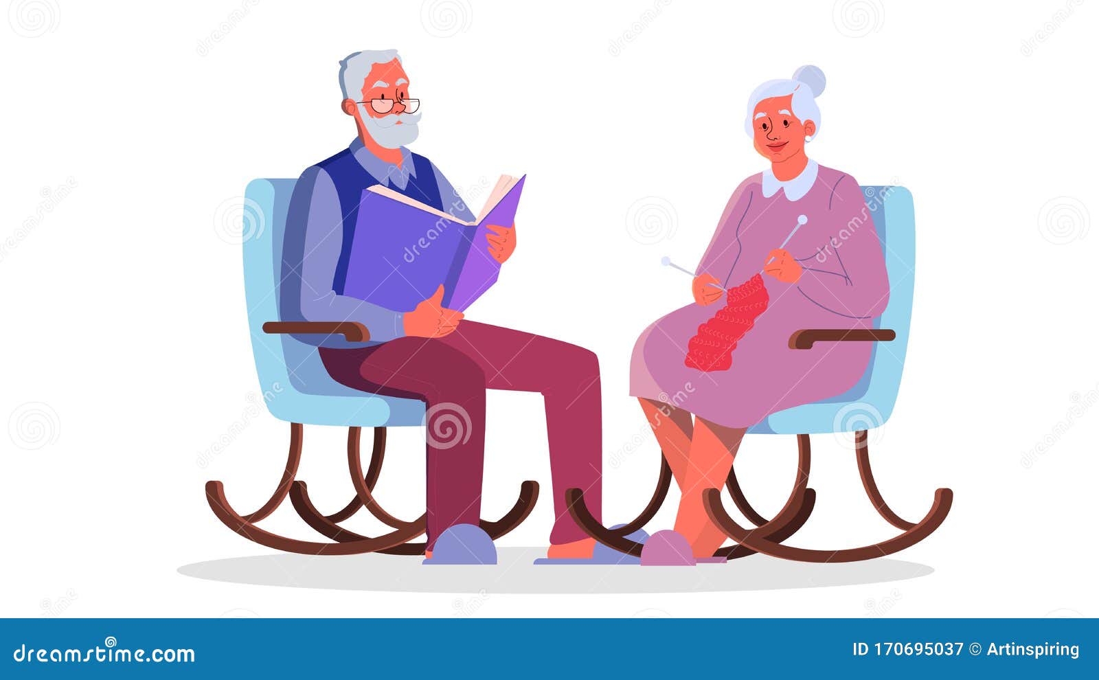 Old Lady Knitting Vector Simple Granny Wool Knit Stickman No Face