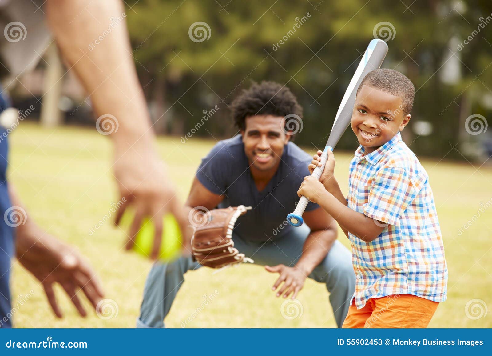 Grandfather with Son and Grandson Playing Baseball Stock Image - Image ...