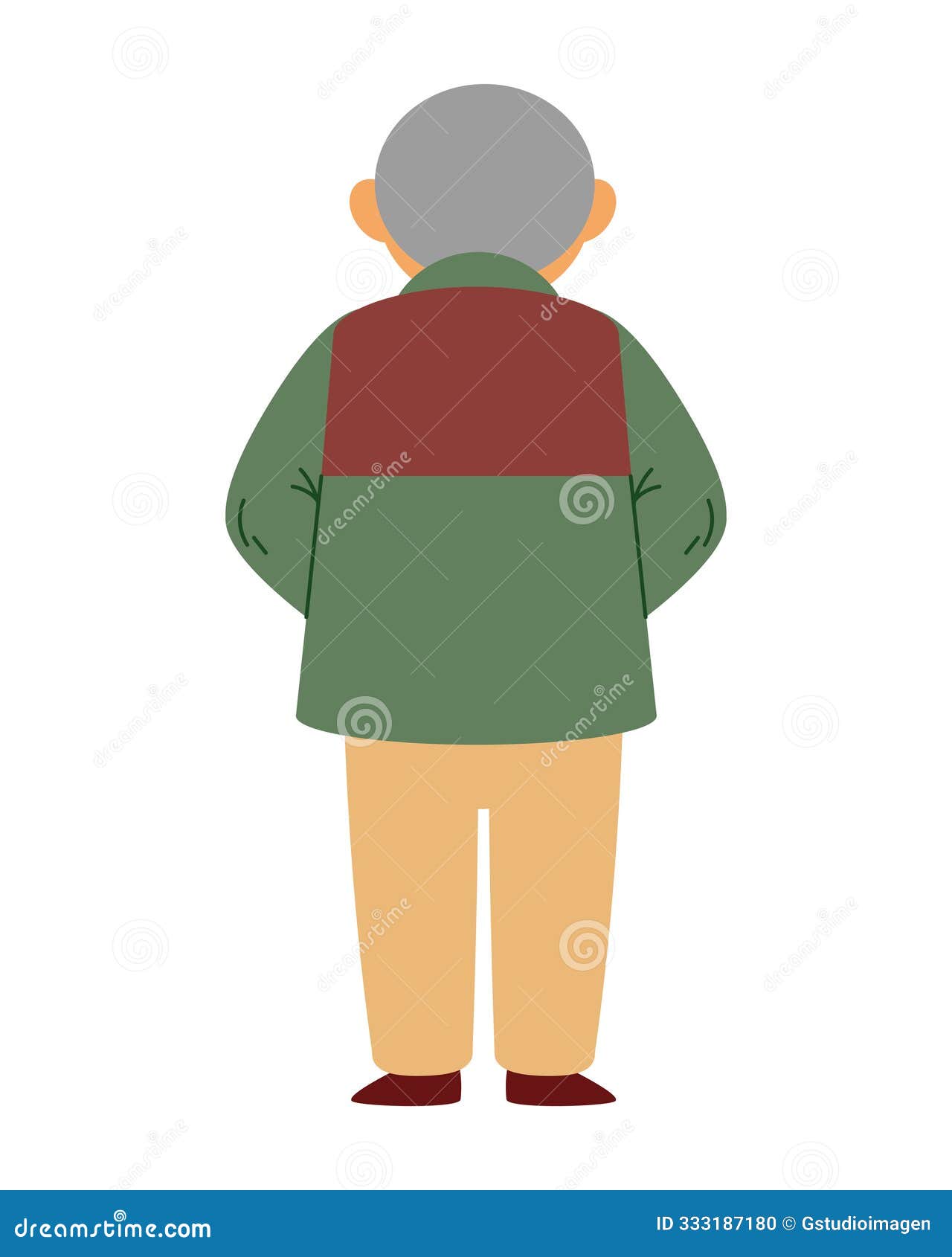 Grandfather Standing Alone Back View Stock Illustration - Illustration ...