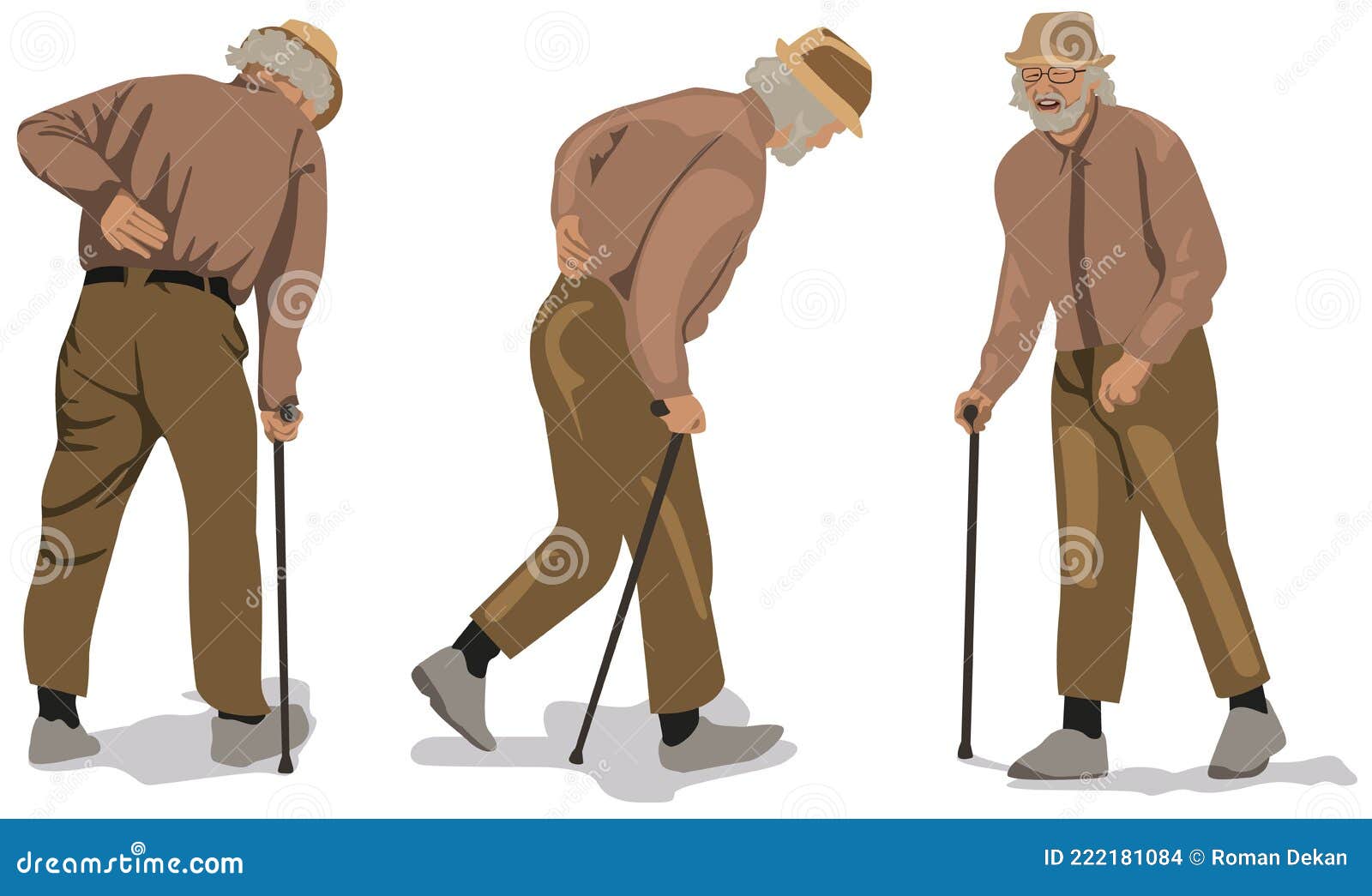 Grandfather Stick Figure Man Walking, Standing With Walker, Cane ...