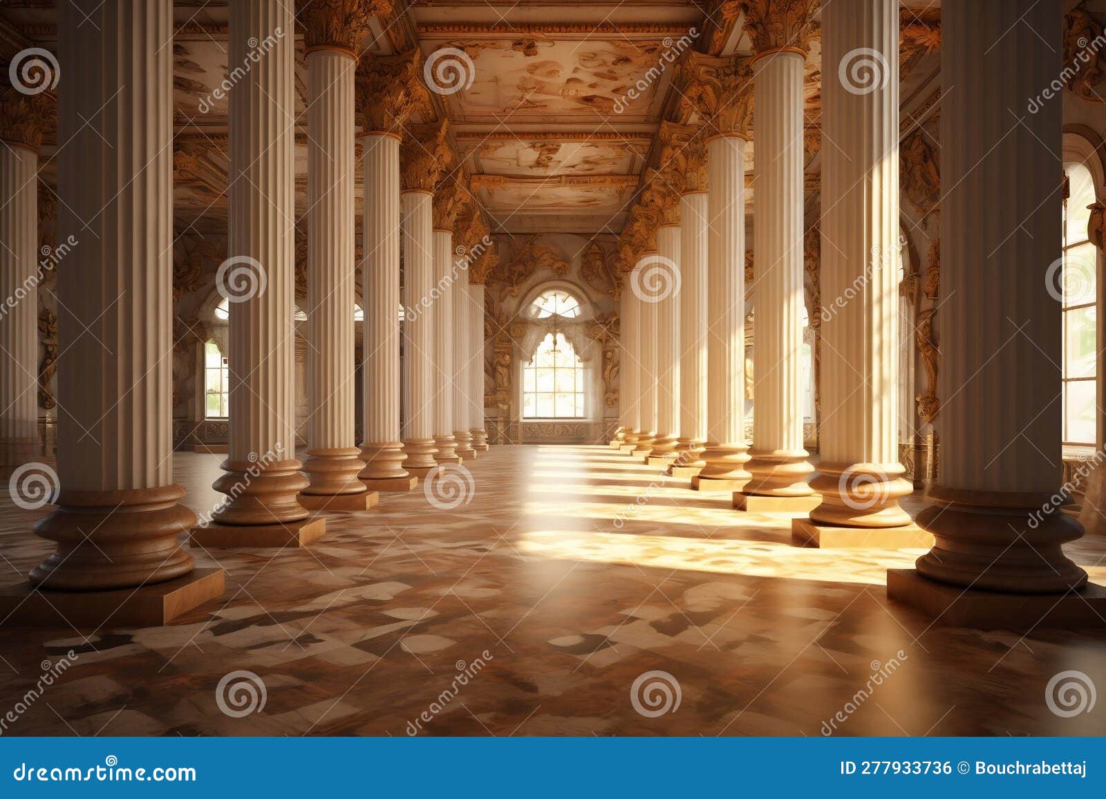 Grandiose 3D Column Wallpaper in an Old Palace Interior, Generative Ai ...