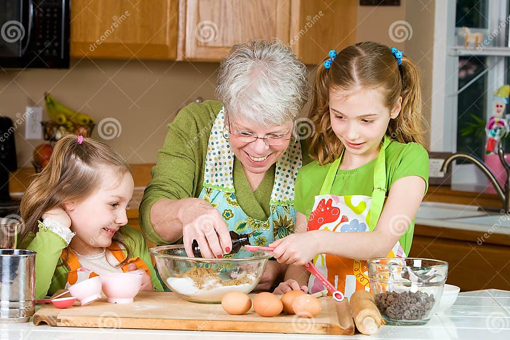 Grandma Baking Cookies in the Kitchen Stock Image - Image of mixing ...