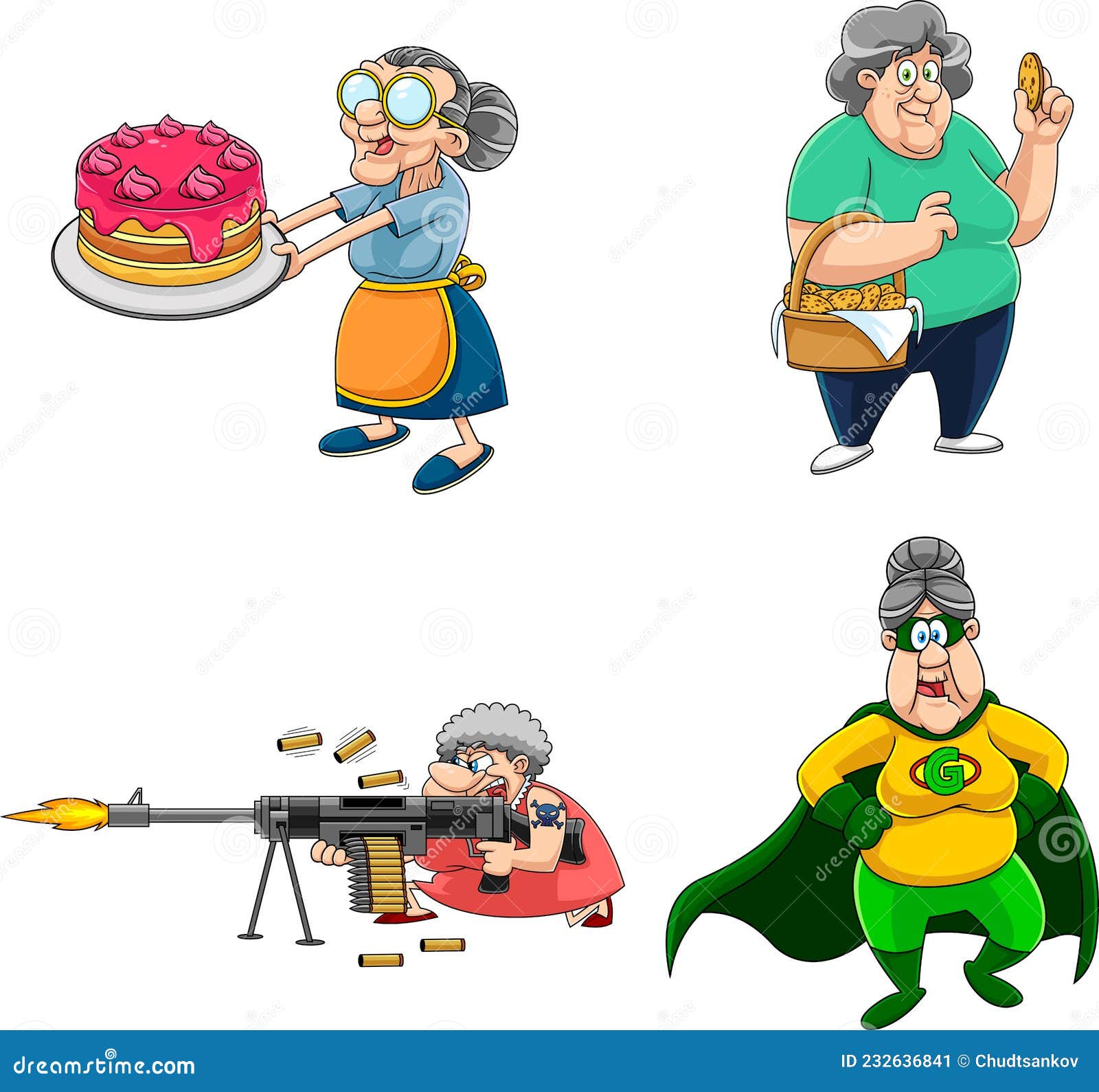 Grandma Cartoon Character. Happy Grandparents Day Vector Illustration ...