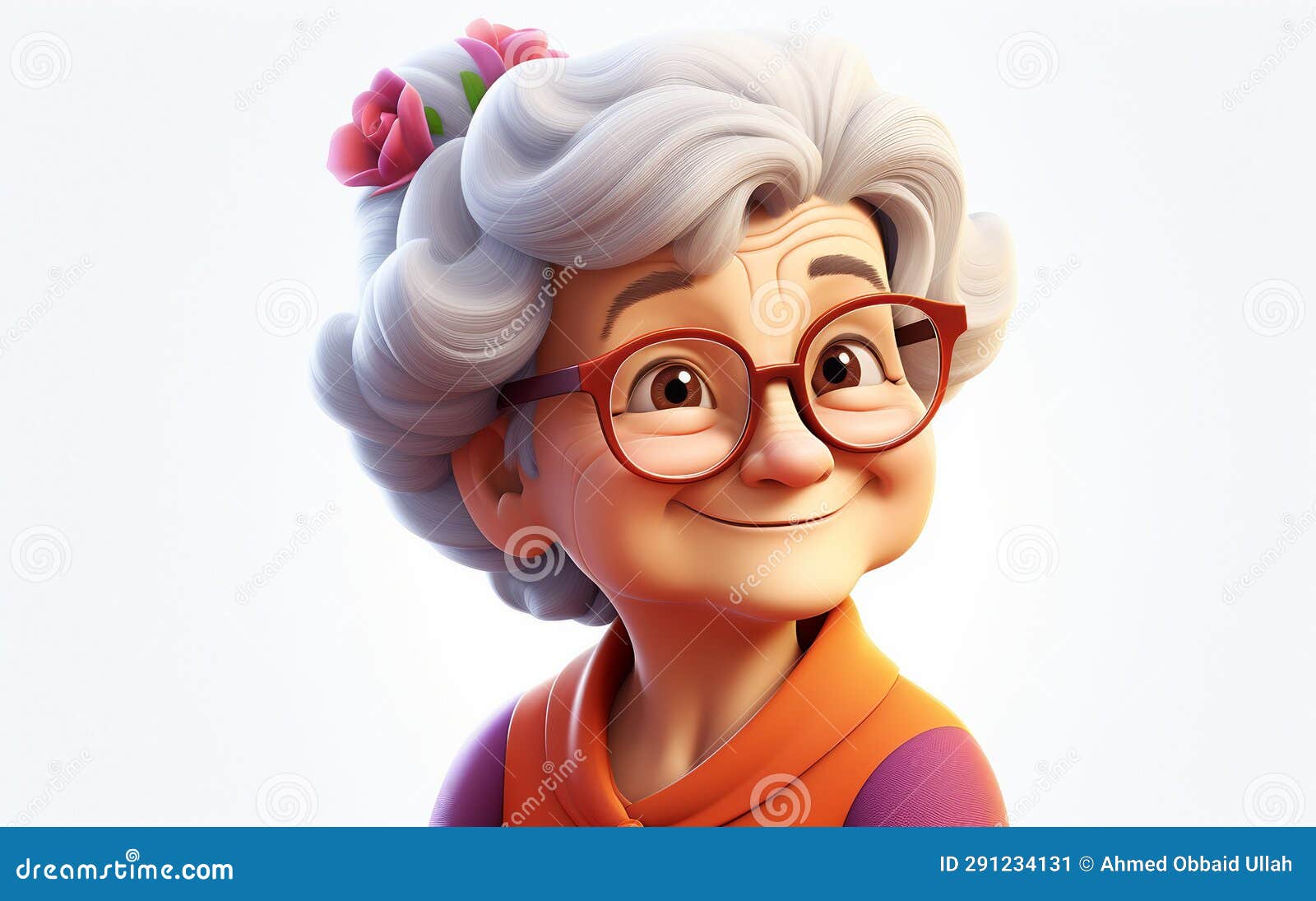Grandma in 3D Animation on White. Generative by Ai Stock Illustration ...