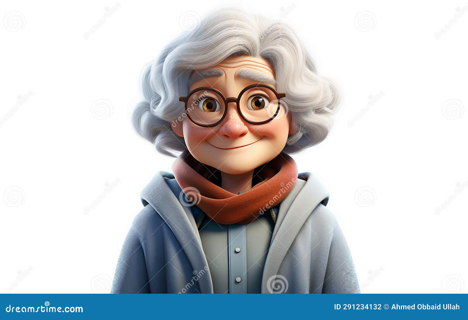 Grandma in 3D Animation on White. Generative by Ai Stock Illustration ...