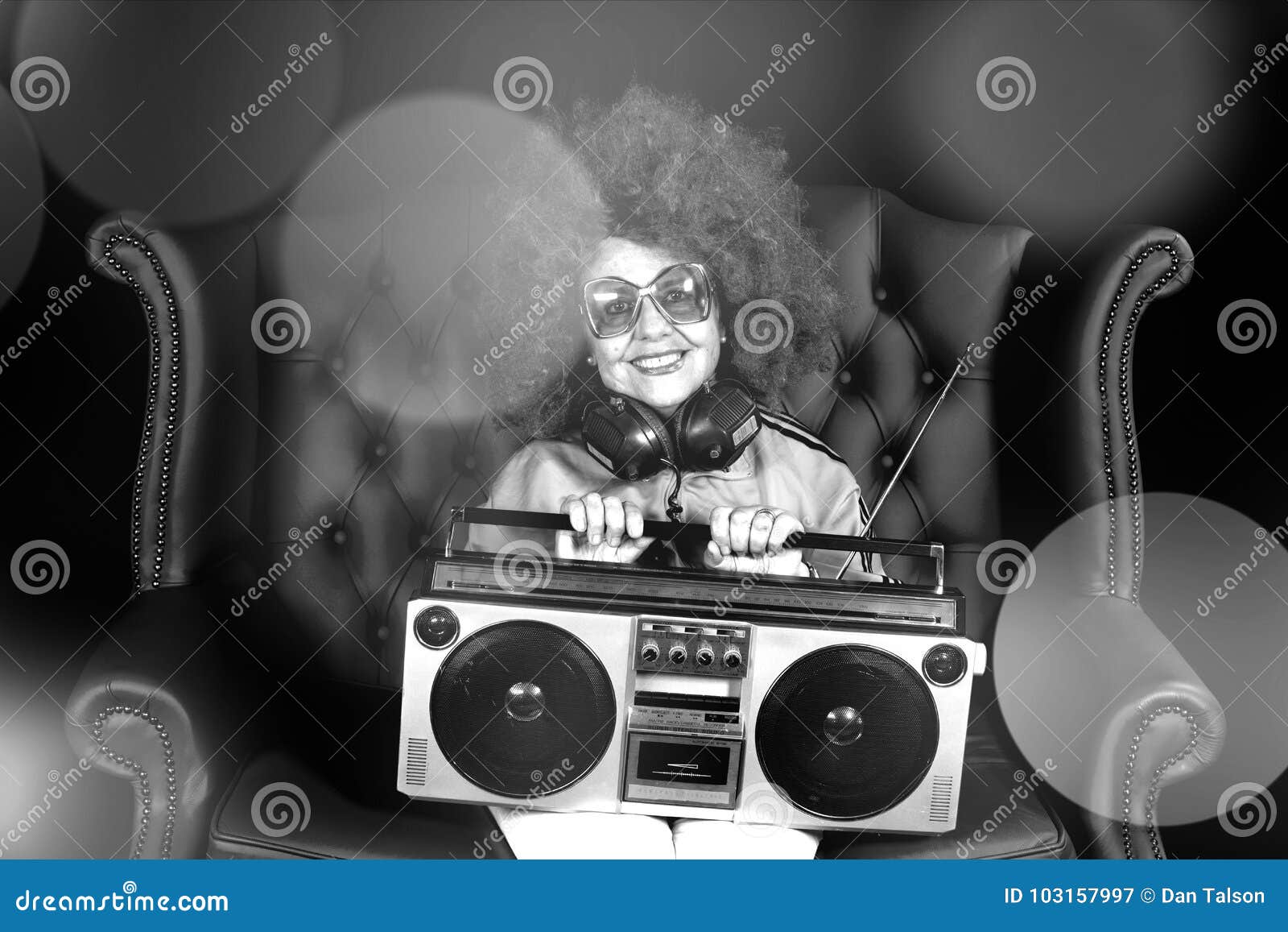 Grandma DJ partying stock image. Image of deejay, grandparents - 103157997