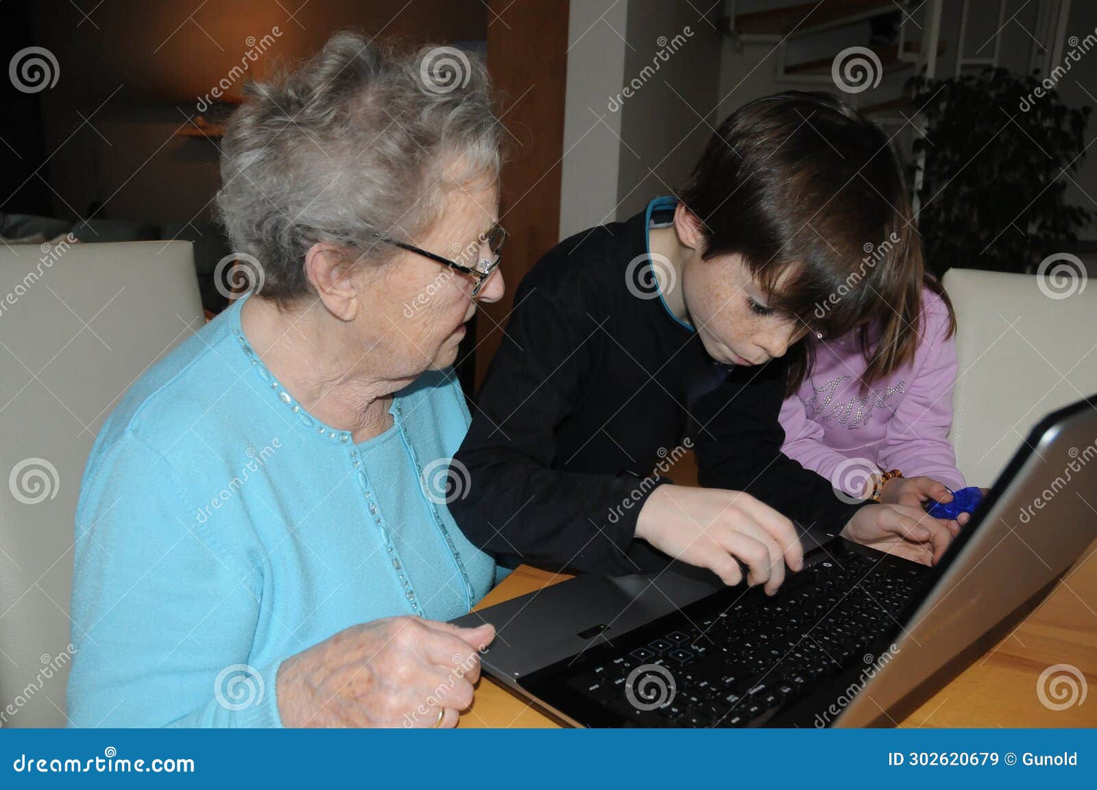 Grandma Gets a Lesson in Computer Operation Stock Image - Image of ...