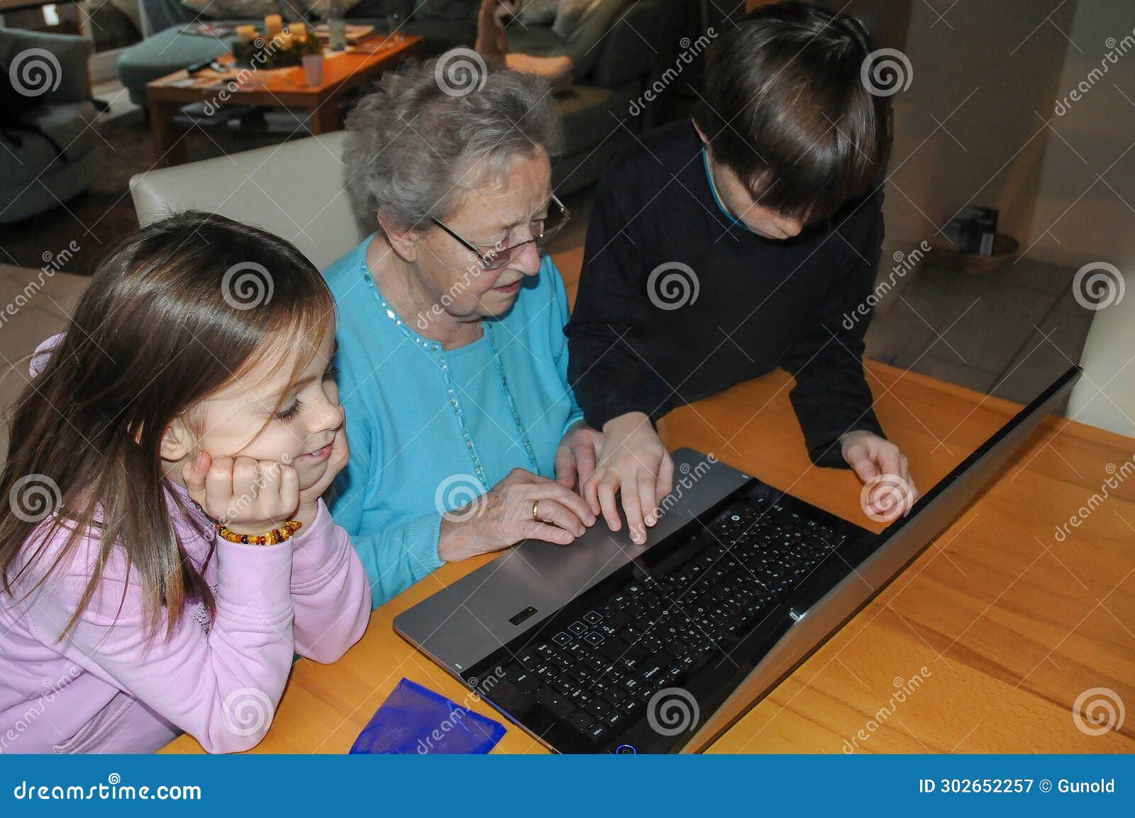Grandma Gets a Lesson in Computer Operation Stock Image - Image of ...