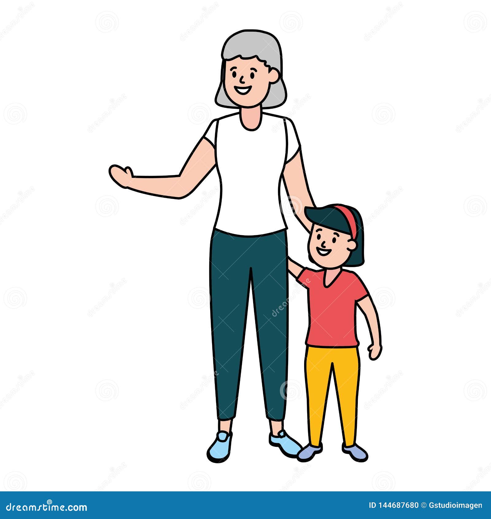 Grandma With Granddaughter Stock Vector Illustration Of Together