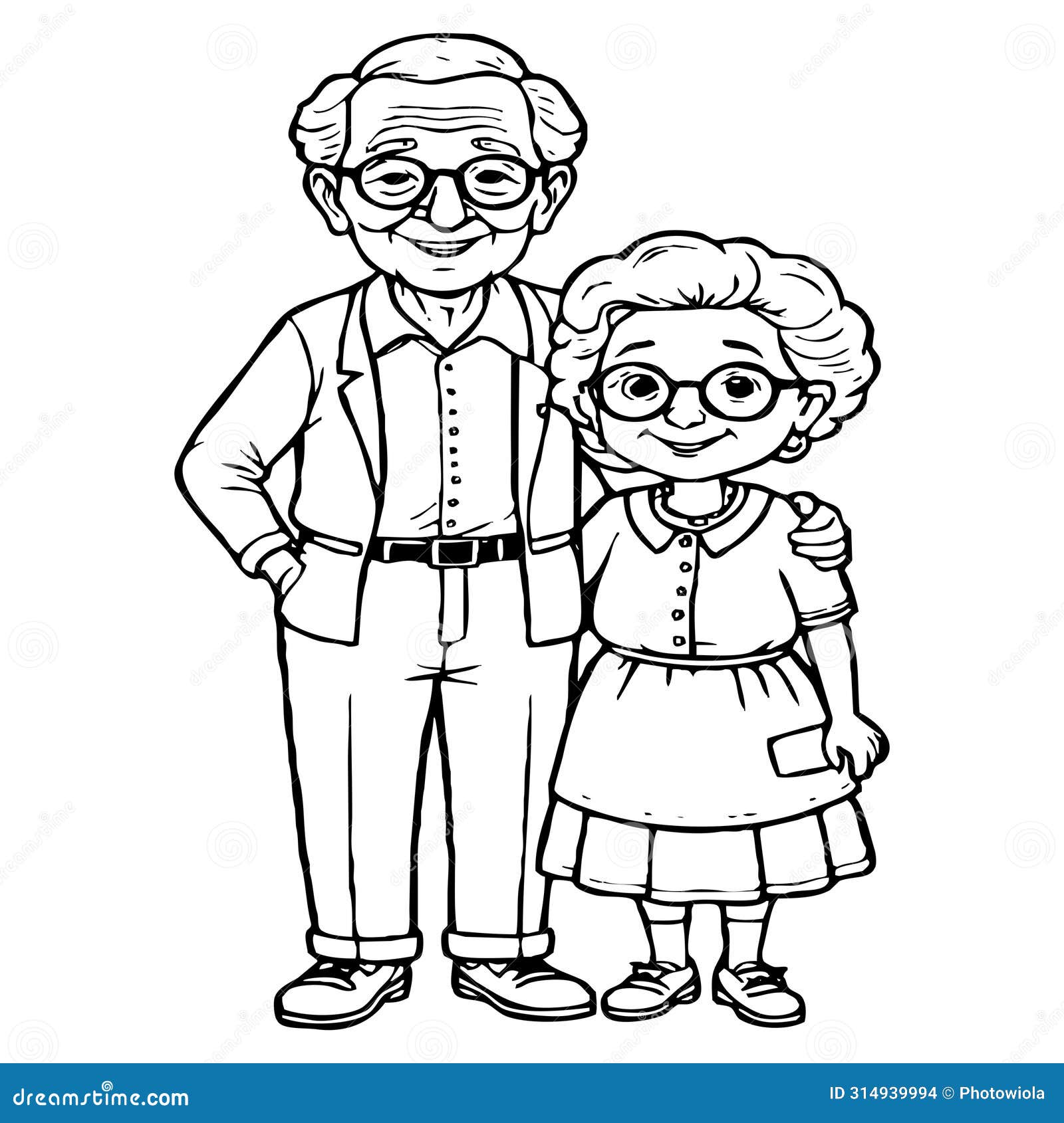 Grandma And Grandpa Fictional Characters Black And White Cartoon
