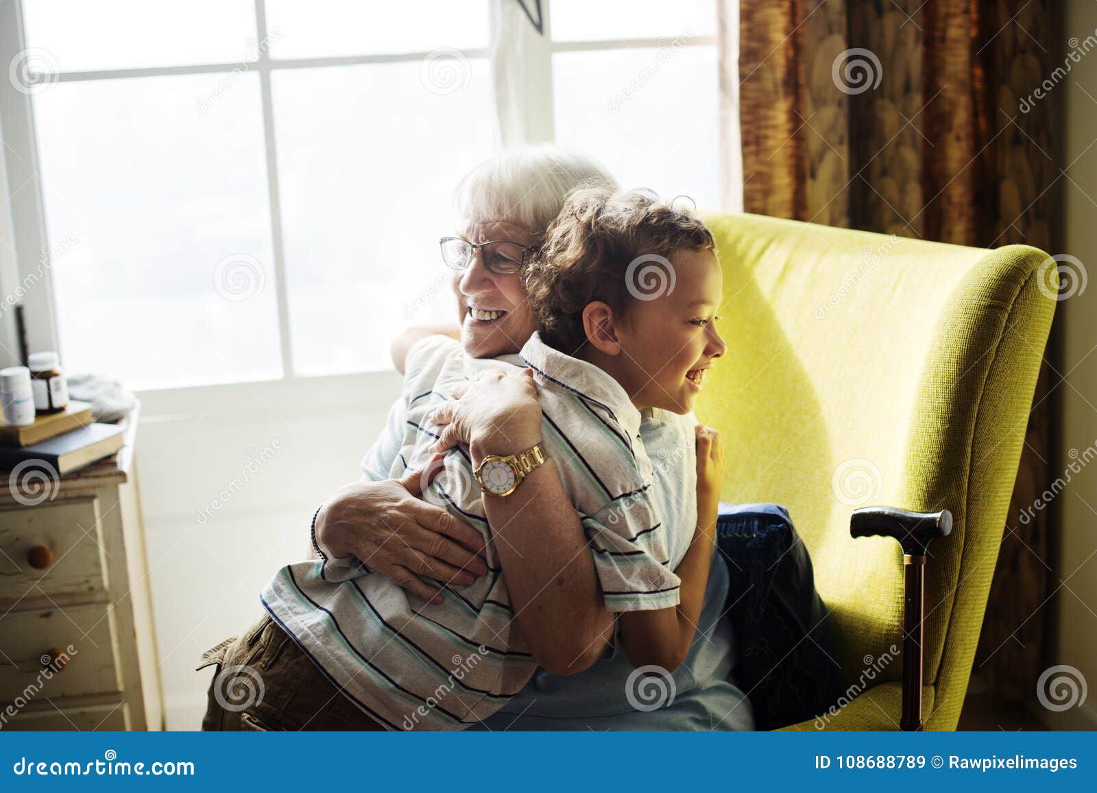 Grandma and Grandson Hugging Together Stock Image - Image of american ...
