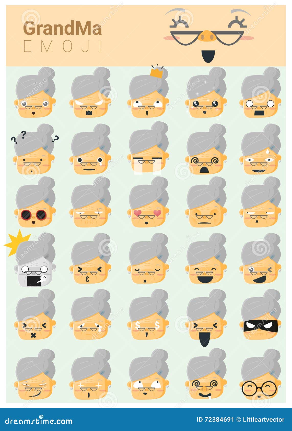 Grandma imoji icons stock vector. Illustration of feeling - 72384691