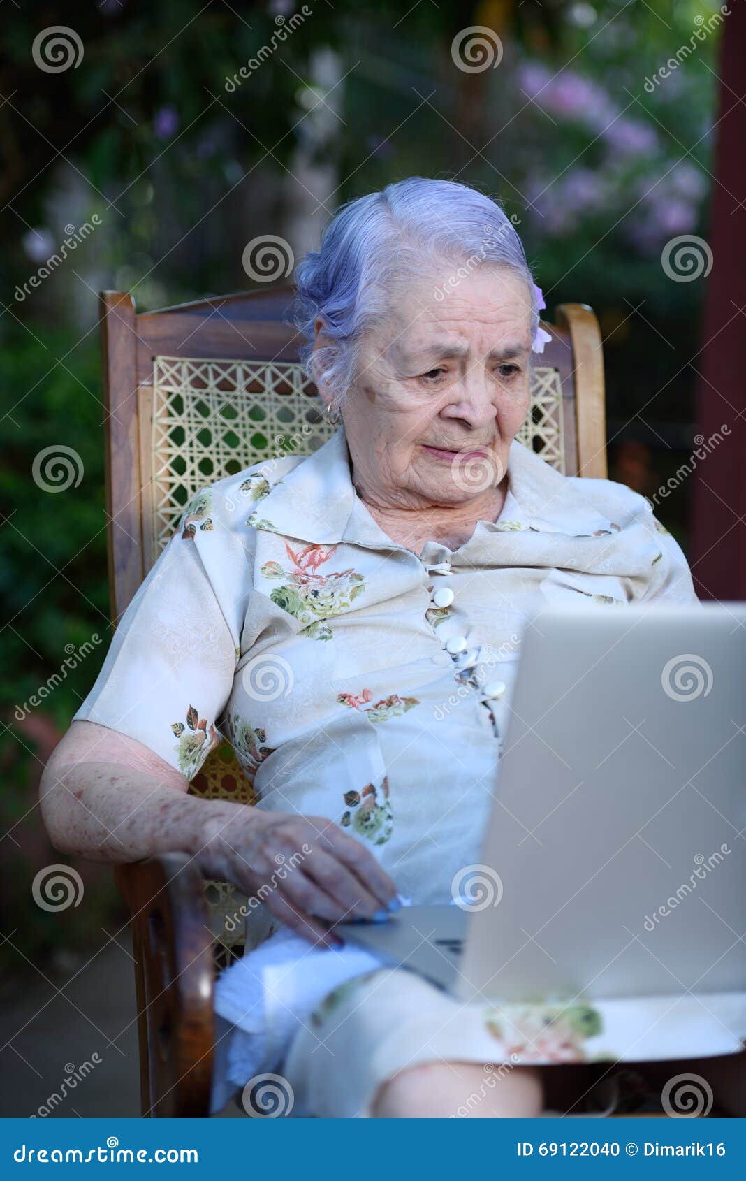Grandma with laptop stock photo. Image of female, grandparents - 69122040
