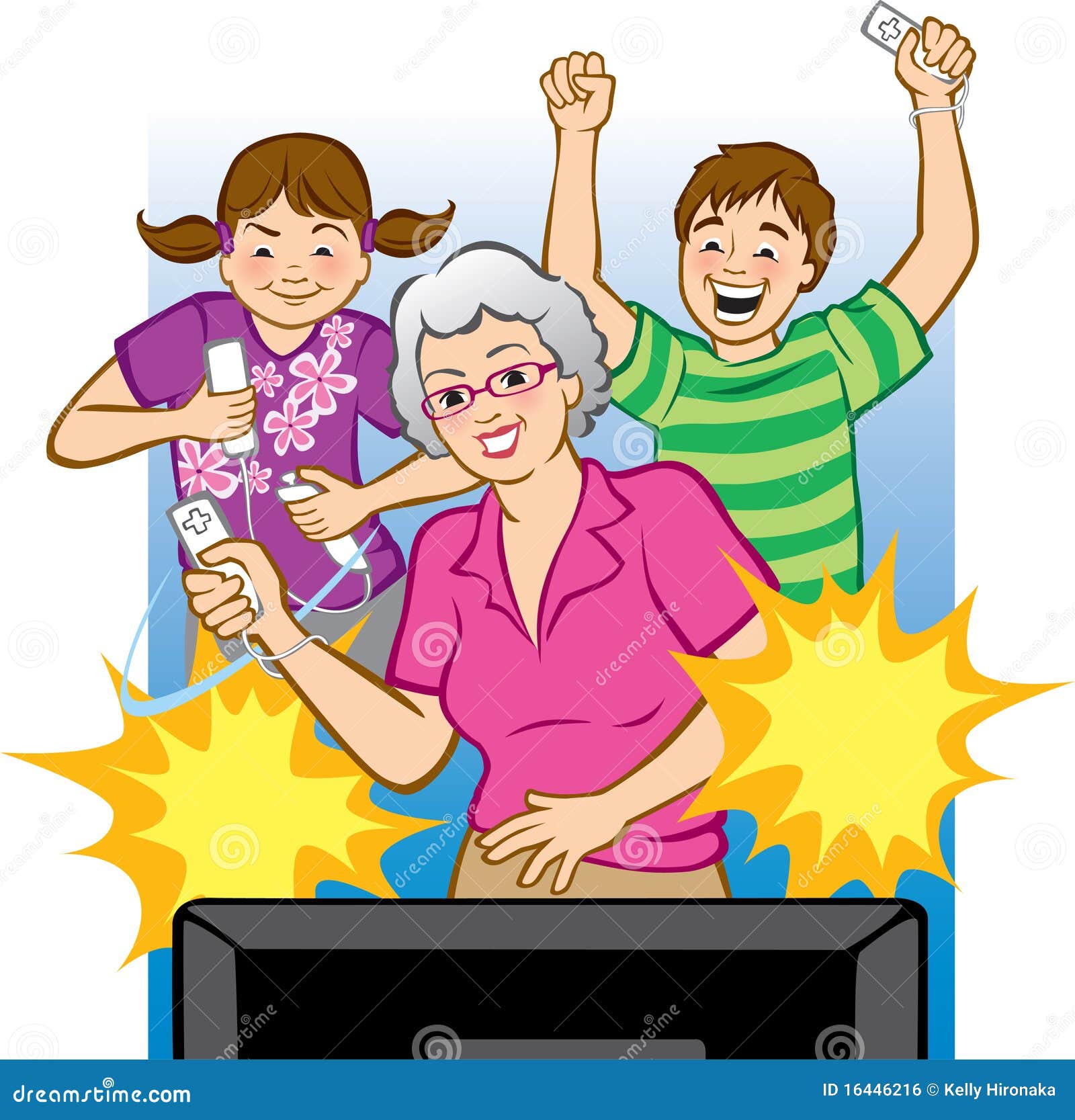 Grandma Playing Video Games Stock Vector - Illustration of active ...