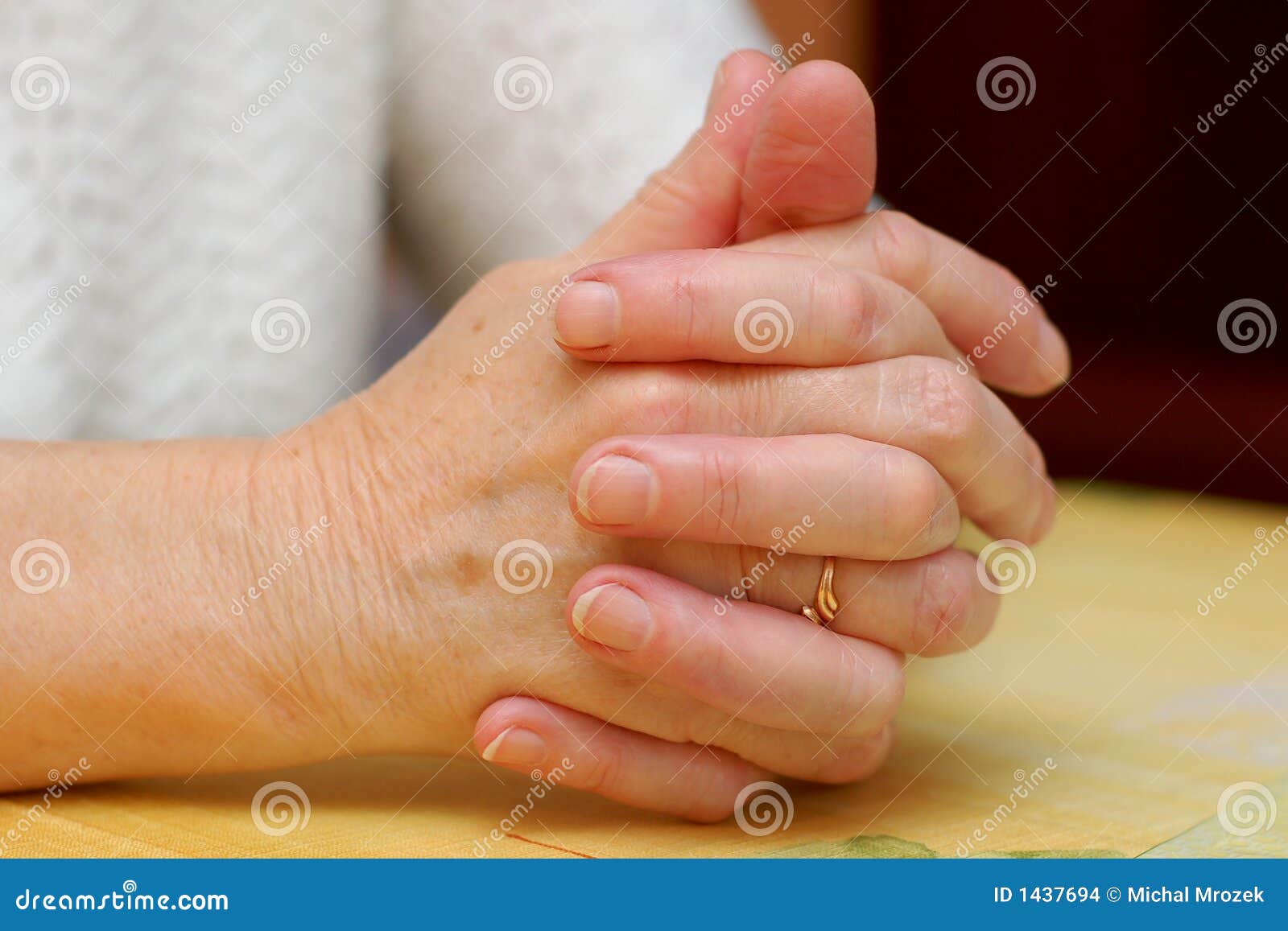 Folded Hands. Hands Of A Man Folded, Praying. Black And White. Stock ...