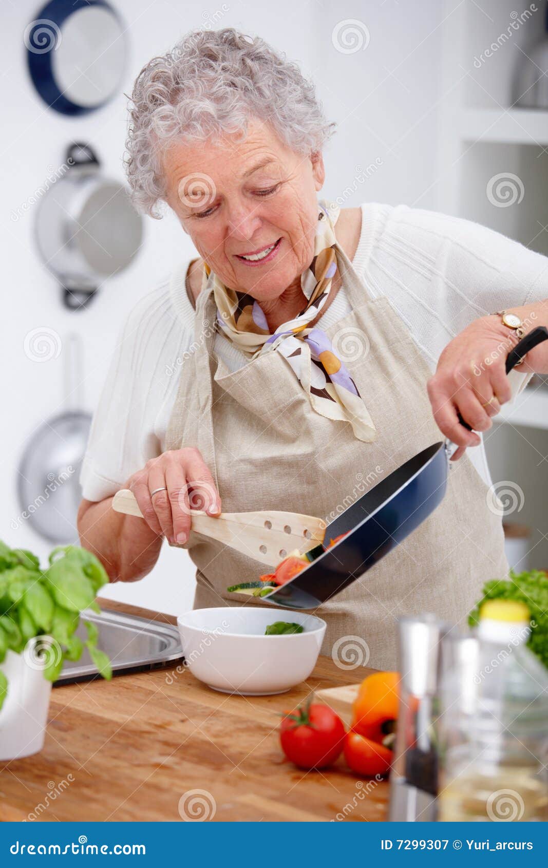 Grandma Serving a Healthy Meal in Kitchen Stock Image - Image of chop ...