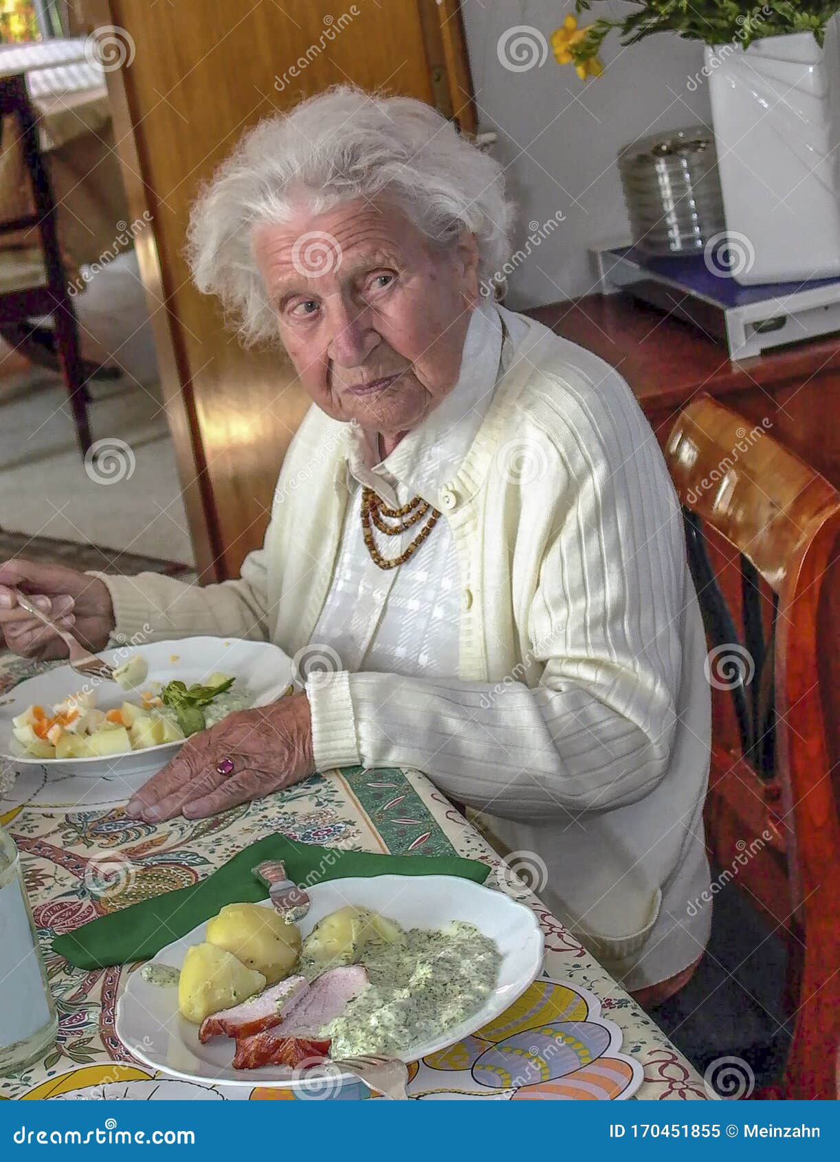 Grandmother Eating at the Table Stock Image - Image of grandma ...