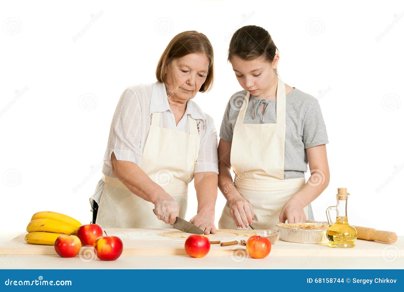The Grandmother and the Granddaughter Stack Dough Stock Photo - Image ...