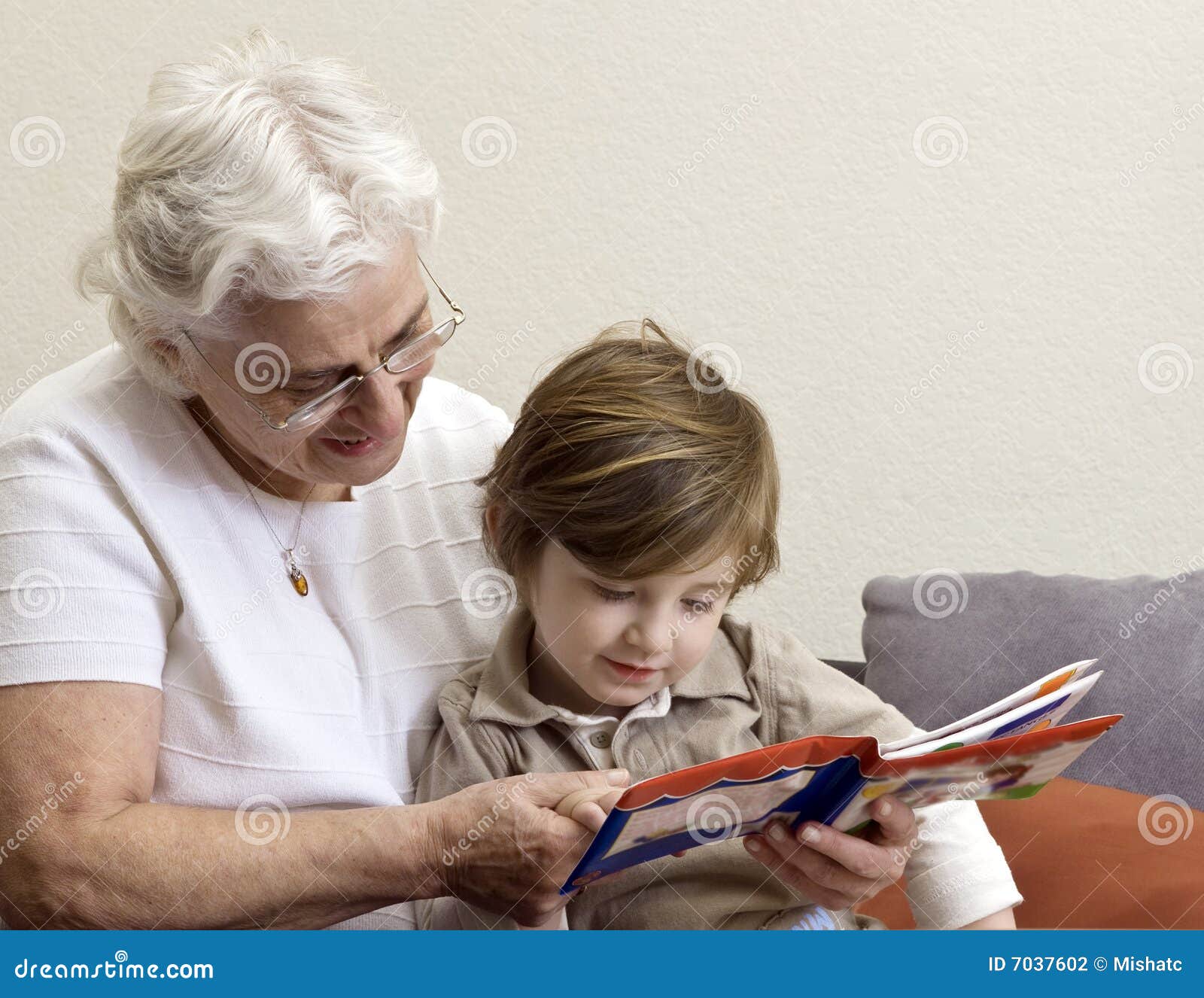 Grandmother and Grandson Reading Book Stock Photo - Image of book ...