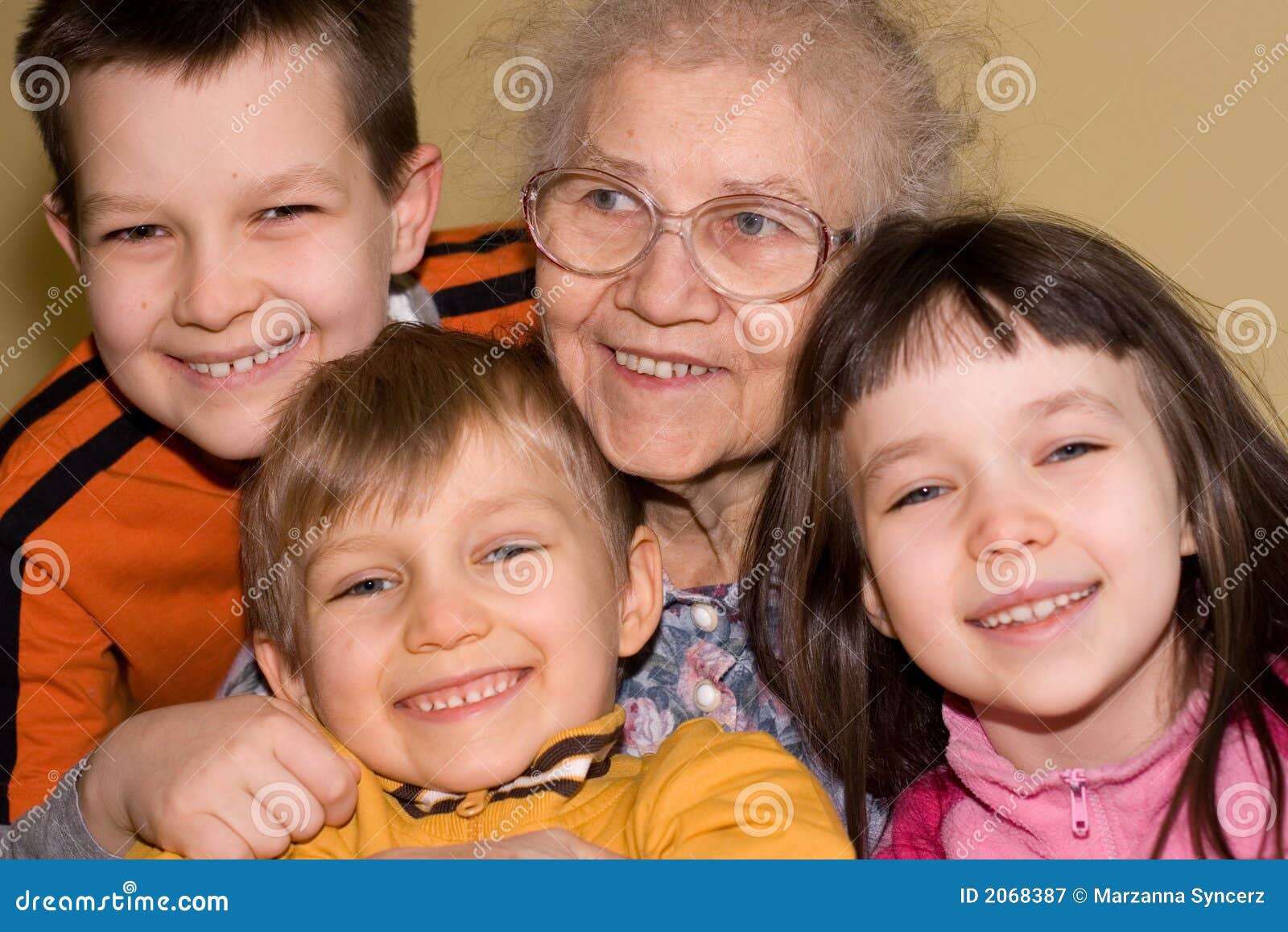Grandmother and kids stock image. Image of happiness, happy - 2068387