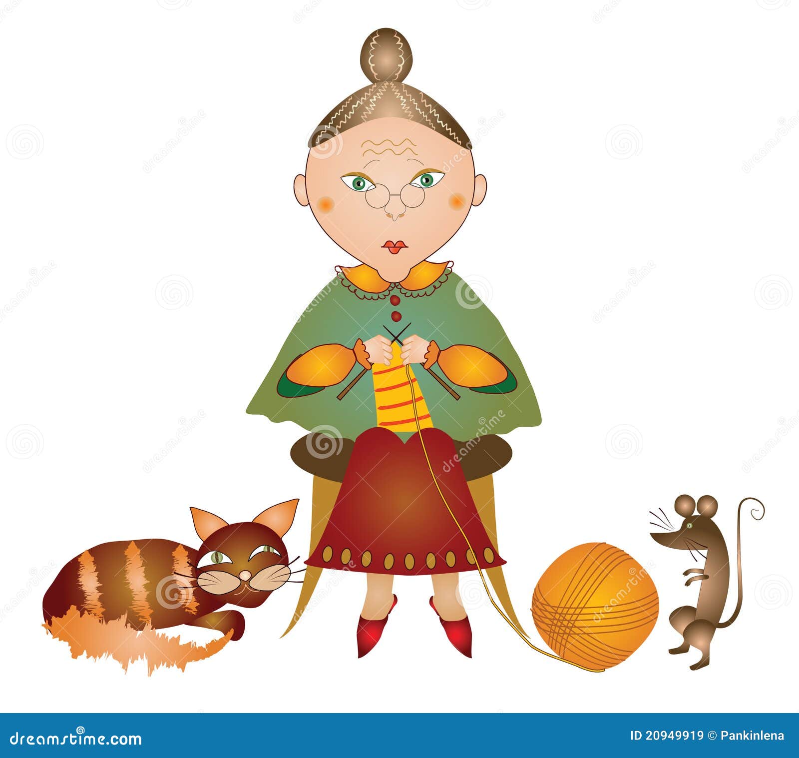 Old Nanny Grandmother. Small Child Is Bored Tied To The Old Nanny ...