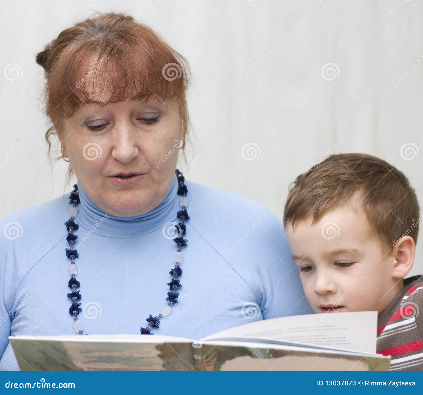 Grandmother Reading a Book Grandson. Stock Image - Image of grandmamma ...