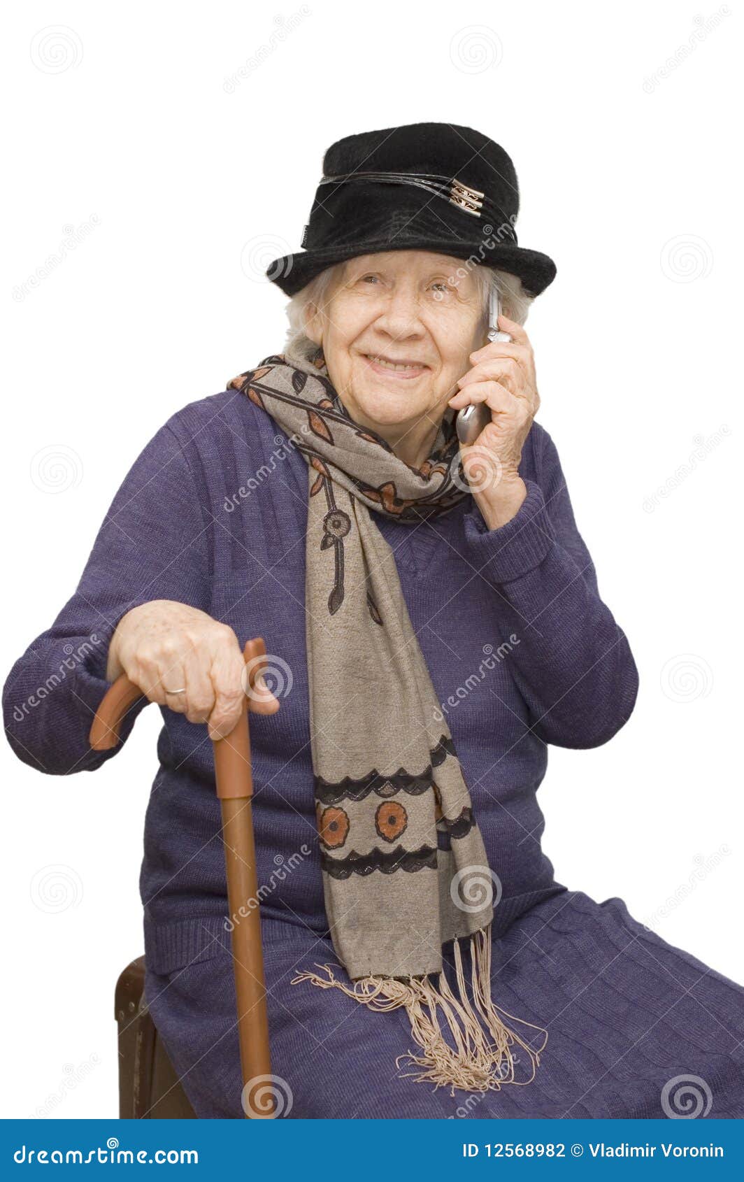 Grandmother Talking with a Phone Stock Photo - Image of holding, mother ...