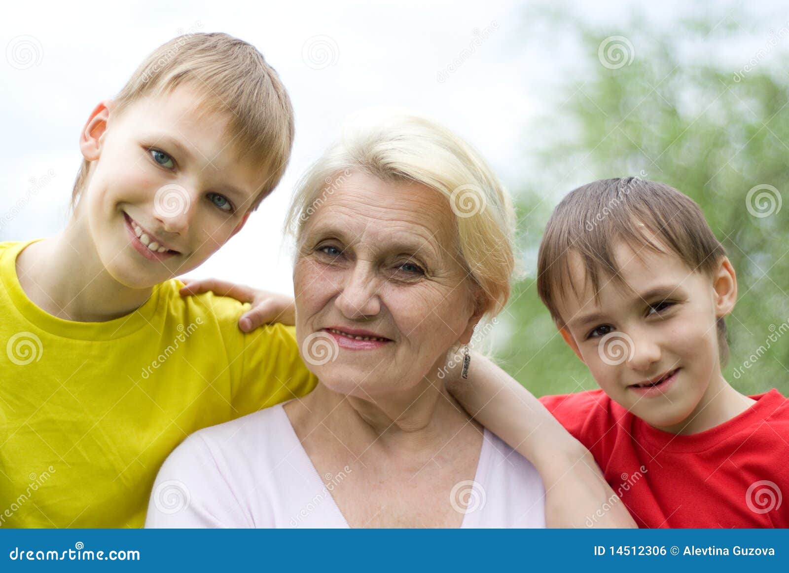 Grandmother with Two Grandchildren Stock Photo - Image of gambling ...