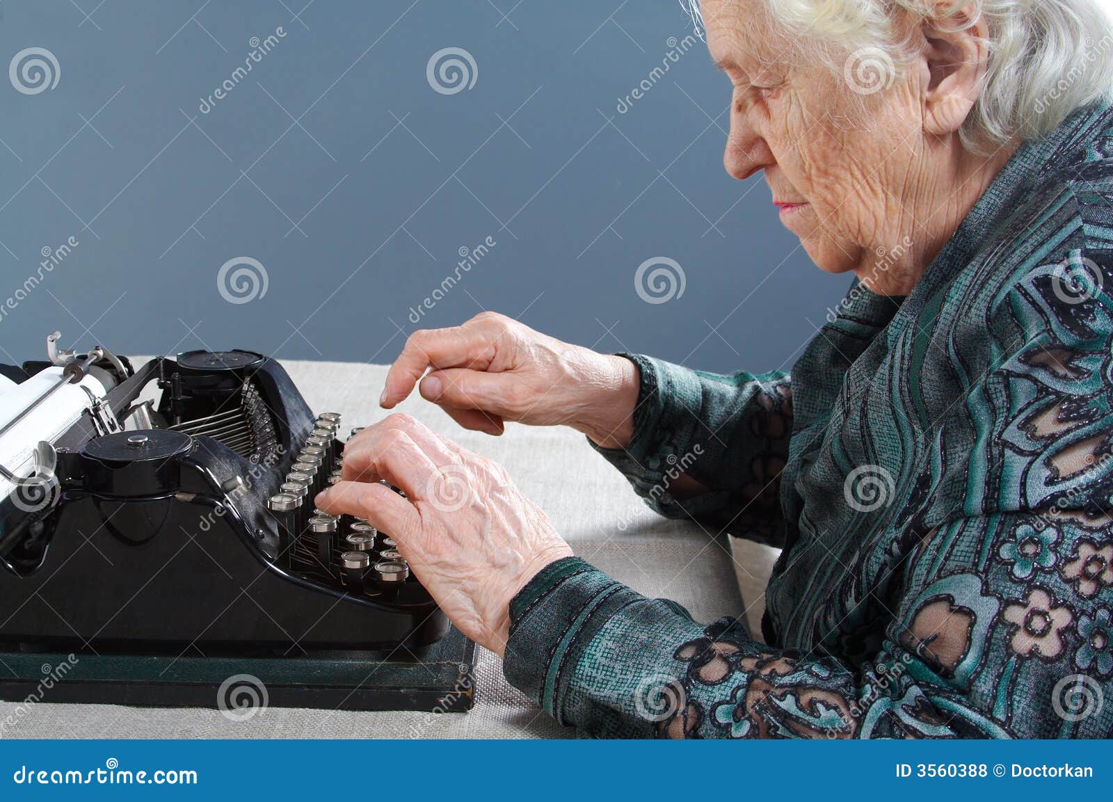 Grandmother is a Typewriter Stock Photo - Image of adult, expressions ...