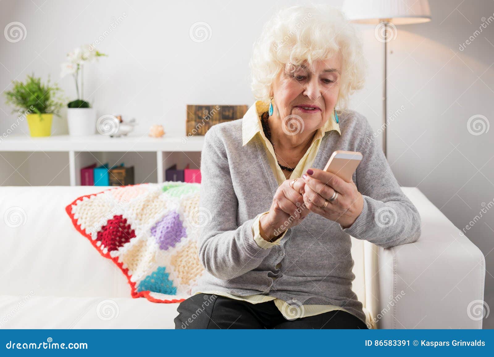 Grandmother Using Mobile Phone Stock Image - Image of lifestyle, female ...