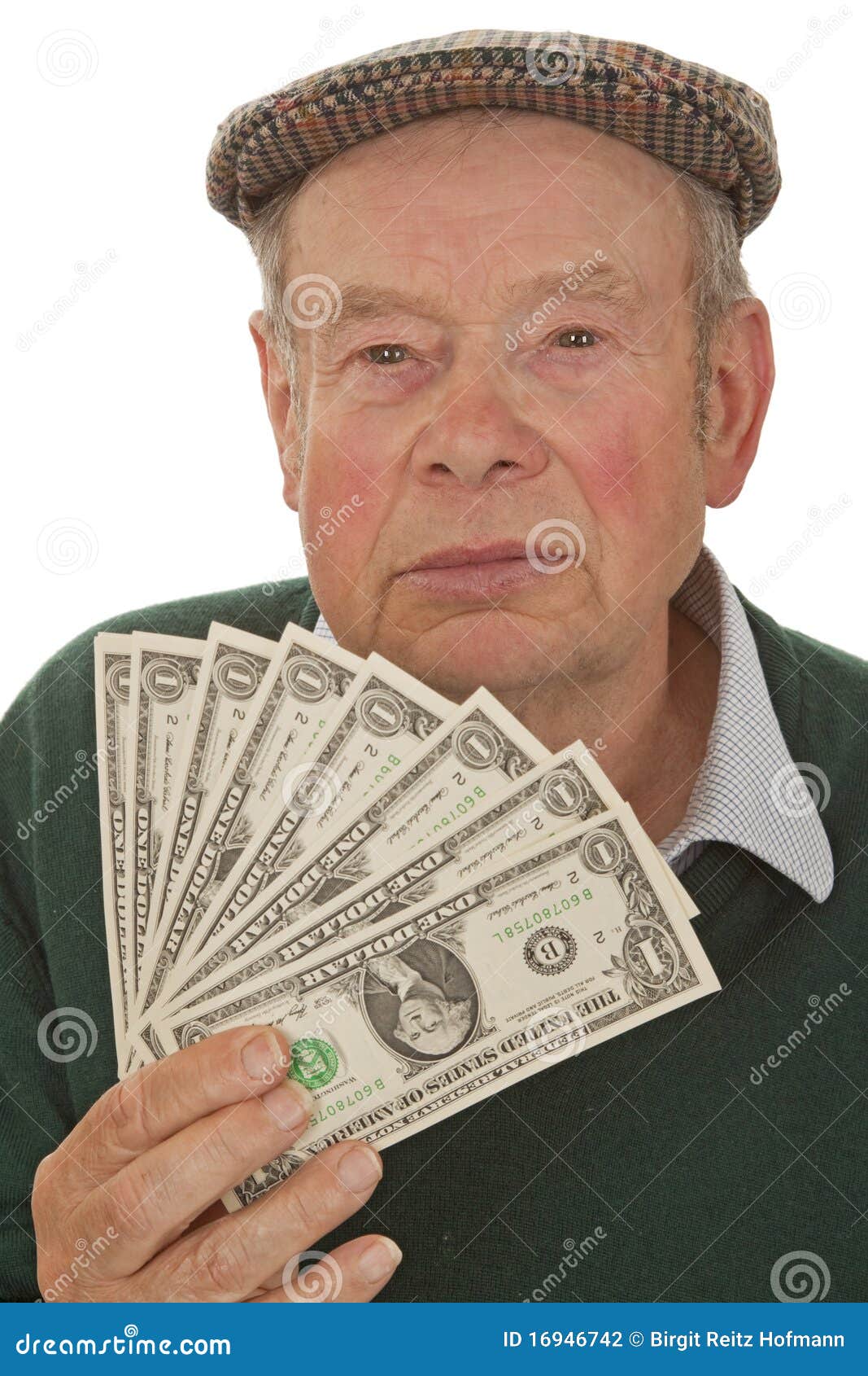 Grandpa with Dollars stock photo. Image of showing, male - 16946742