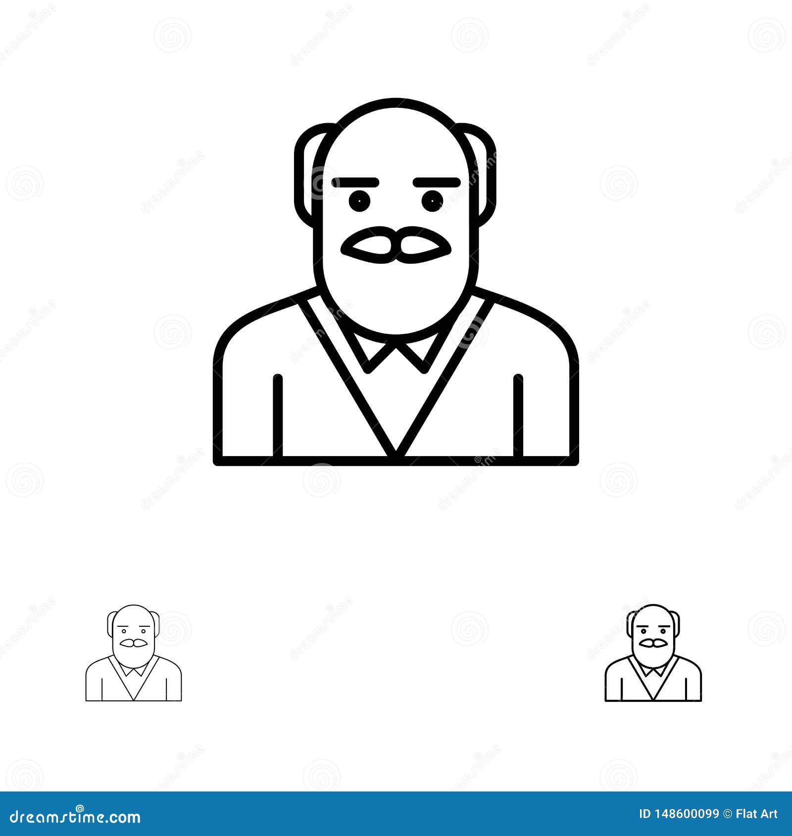 Grandpa, Father, Old Man, Uncle Bold and Thin Black Line Icon Set Stock ...