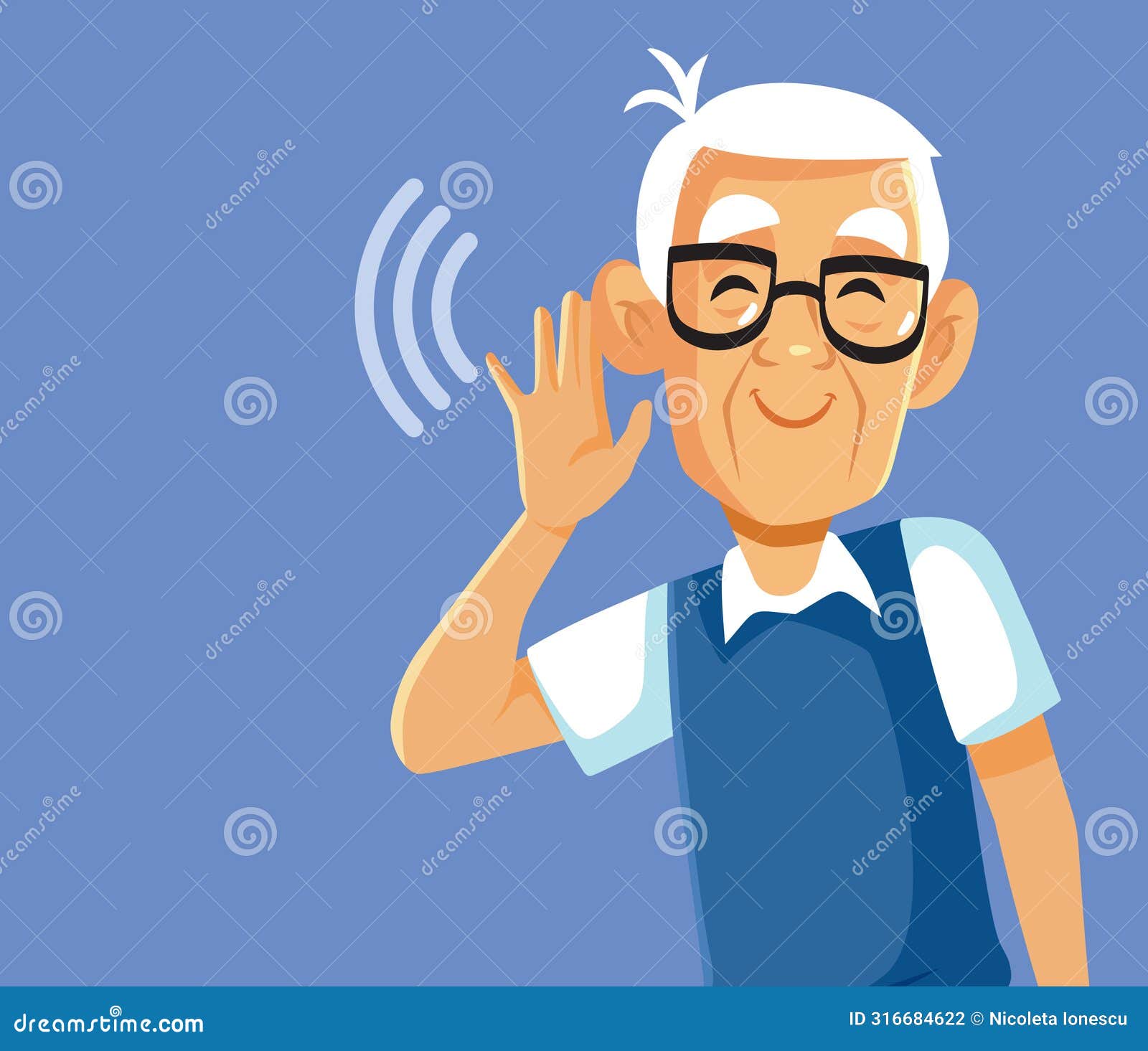 Elderly Man Using Hearing Aid Vector Medical Illustration Stock Vector ...
