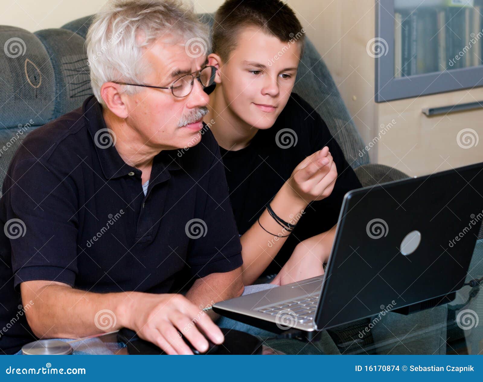 Grandpa and grandson stock photo. Image of tutoring, tutors - 16170874