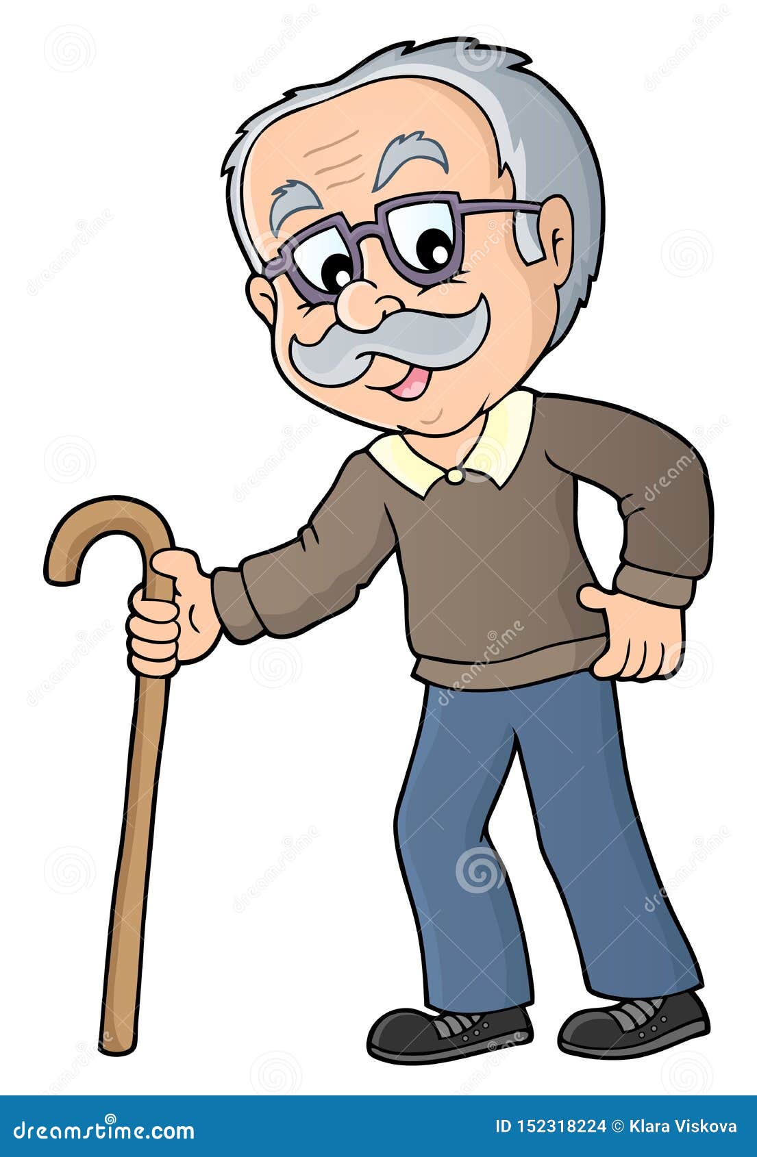3d Grandpa With Walking Frame Looks Through Binoculars Stock ...