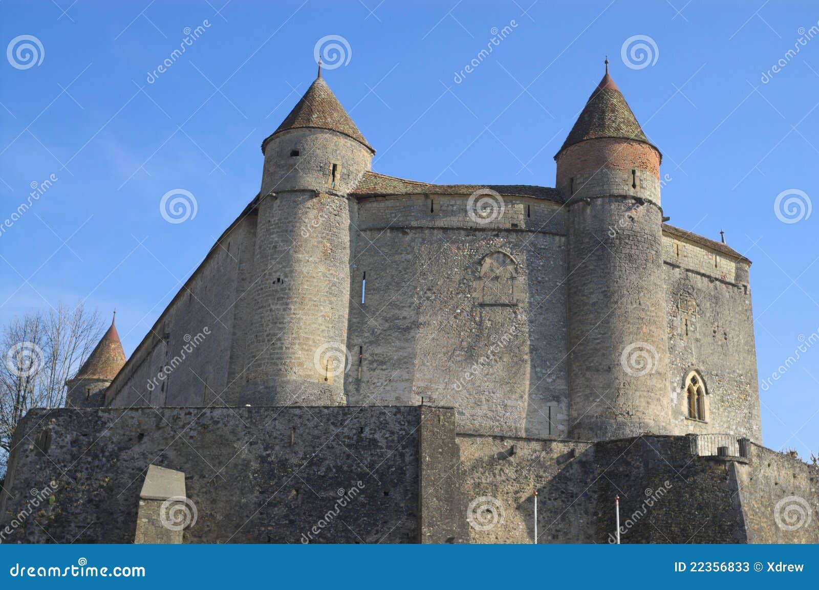 Grandson Castle in Switzerland Stock Image - Image of castle, power ...