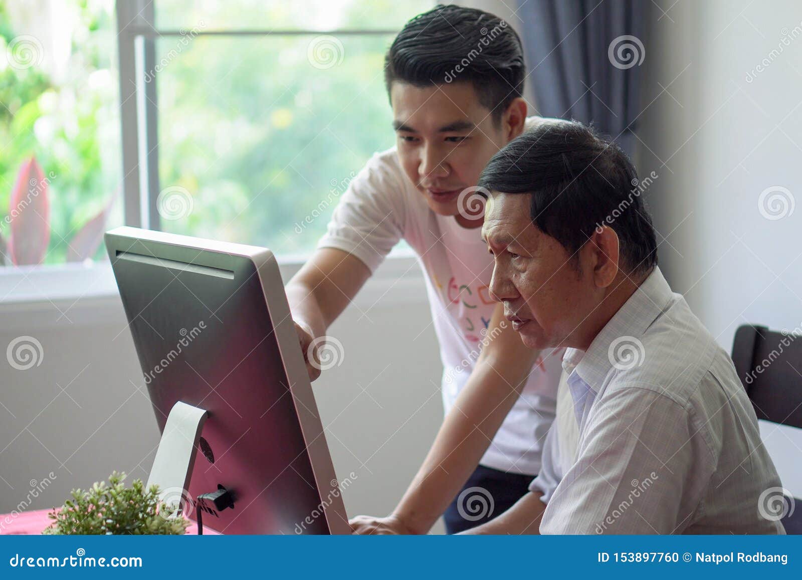 Teacher Help Schoolgirl. Little Girl With Man Tutor Study Science ...