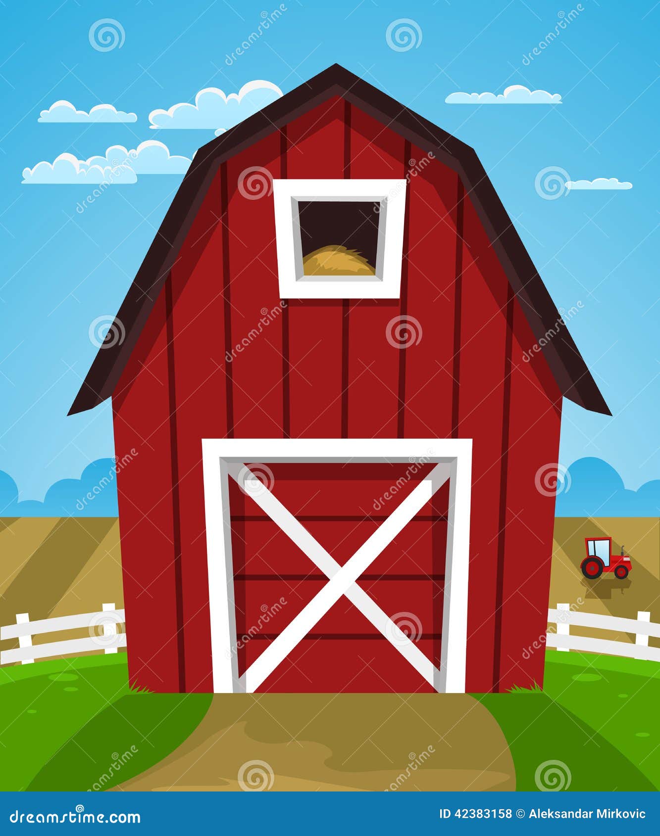 Grange rouge de ferme illustration de vecteur. Illustration du zone ...