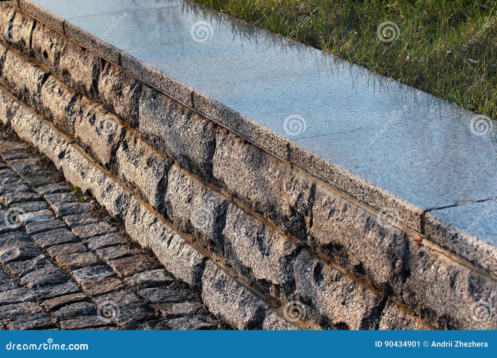 Granite Border Kerb in a Park Stock Image - Image of paving, grey: 90434901