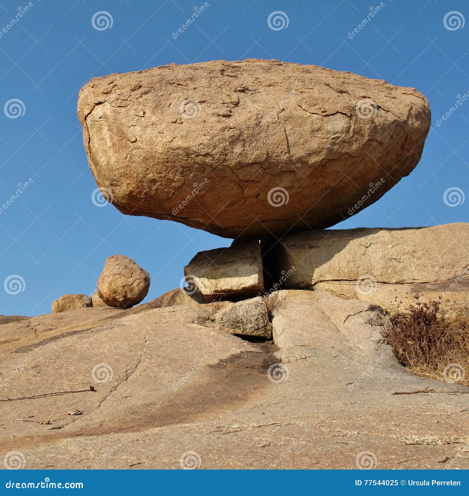 Boulder Balancing On Top Of Another Rock In Arizona Royalty-Free Stock ...