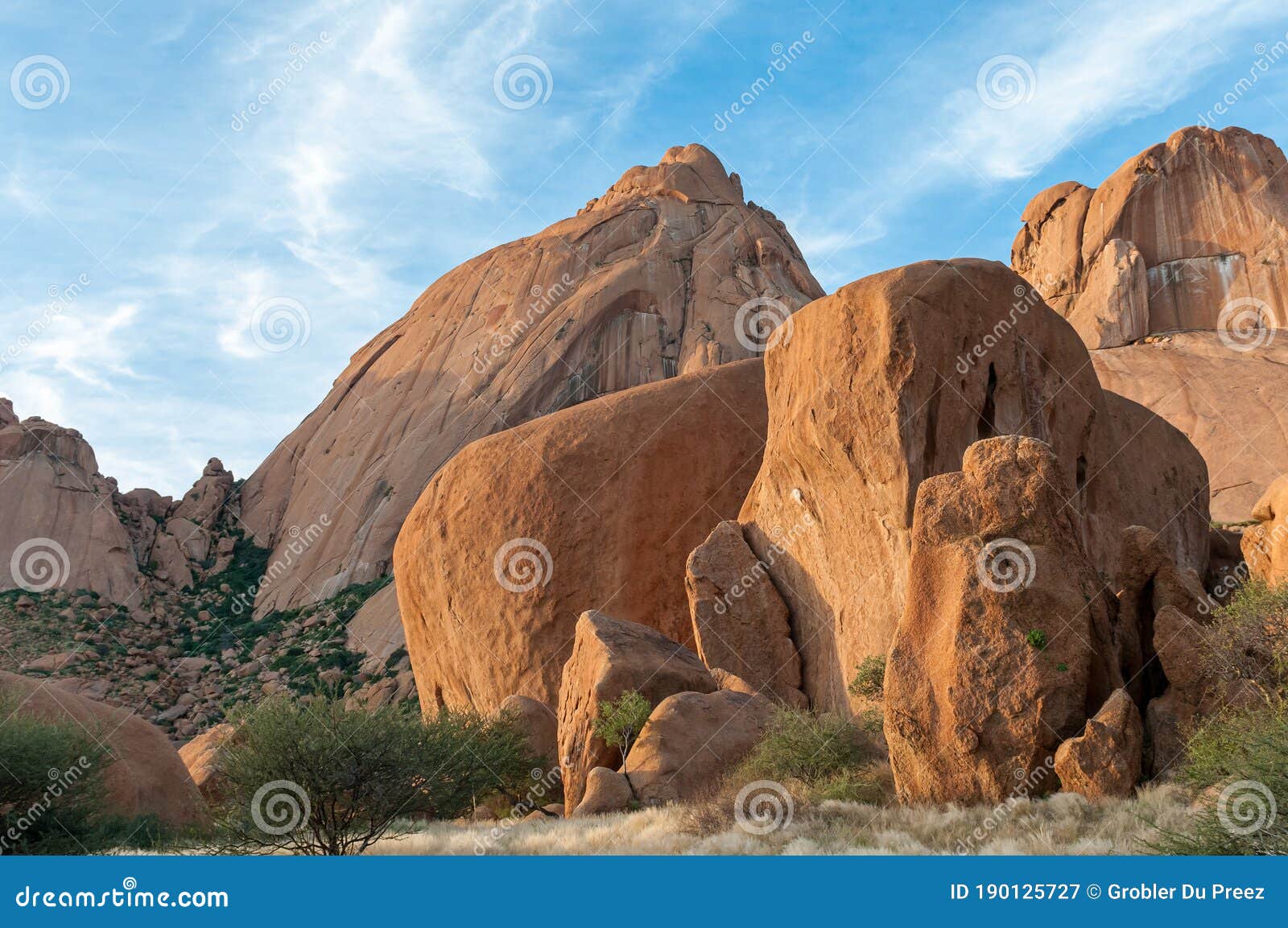 Granite Boulders with the Greater Spitzkop in the Back Stock Image ...
