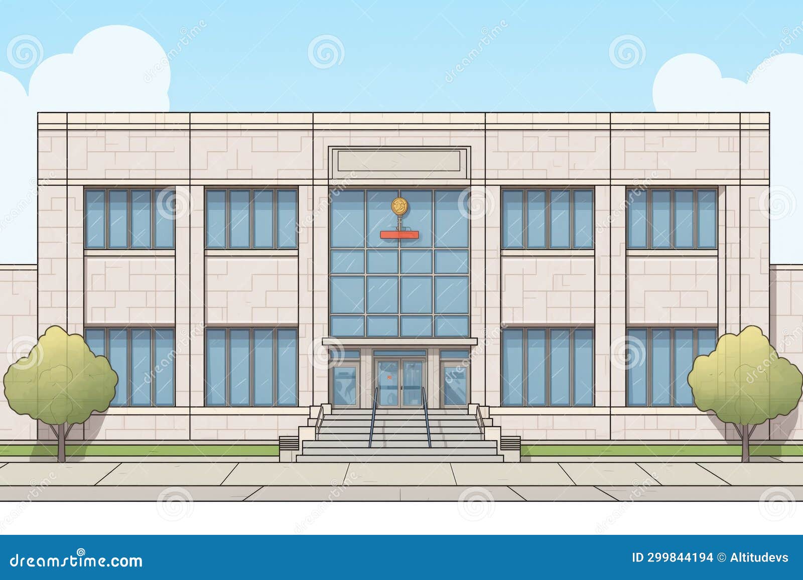 Granite Facade of a Court Building with Tall, Rectangular Windows Stock ...