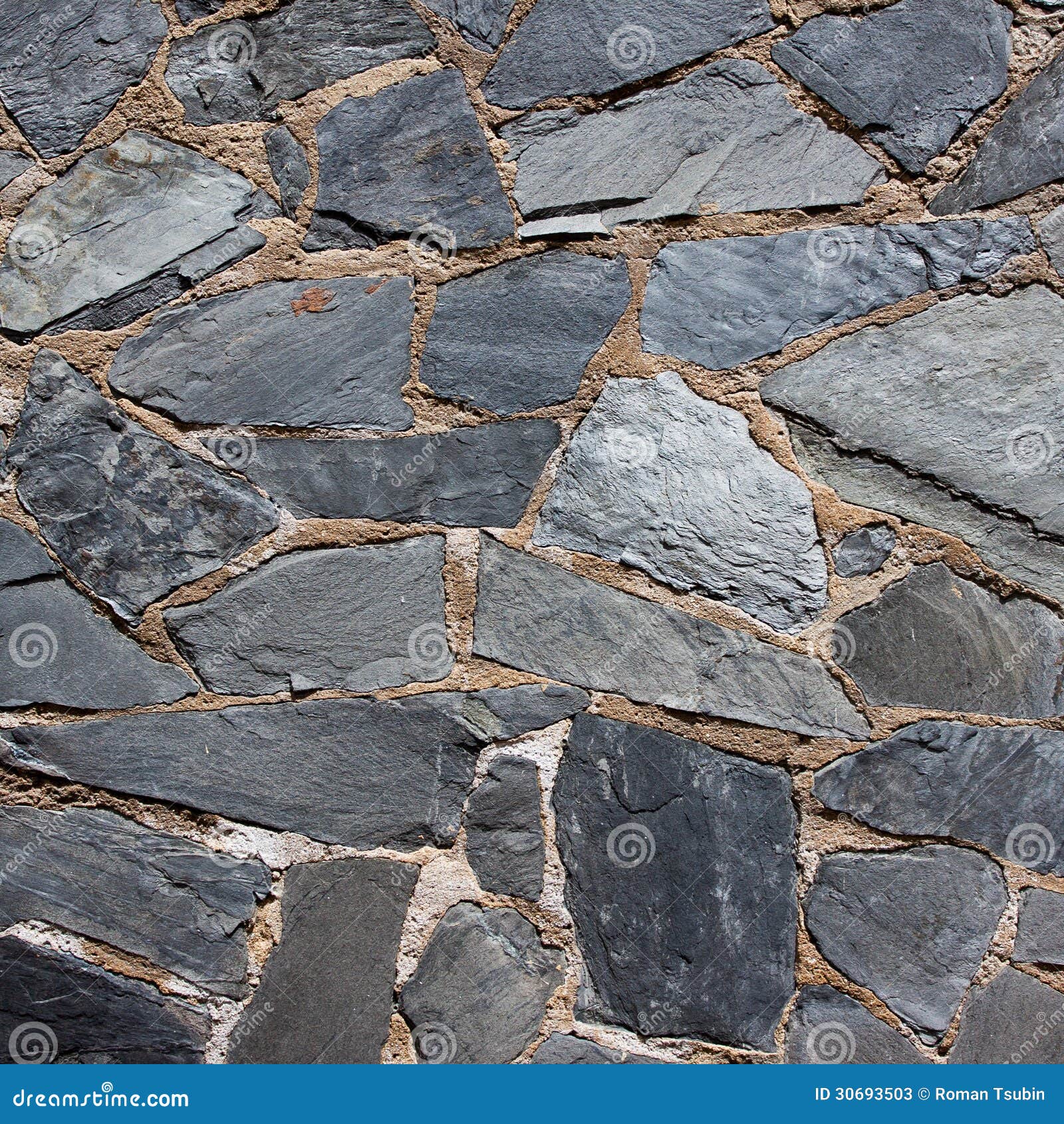 Granite Gray Flagstone Pavement Wall Stock Image - Image of black ...