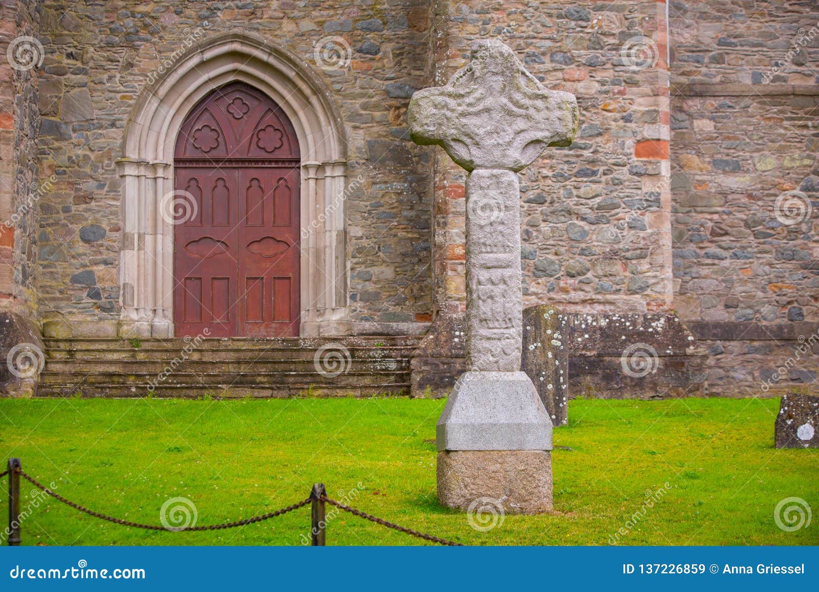 Granite High Cross at Down Cathedral in Downpatrick Stock Image - Image ...