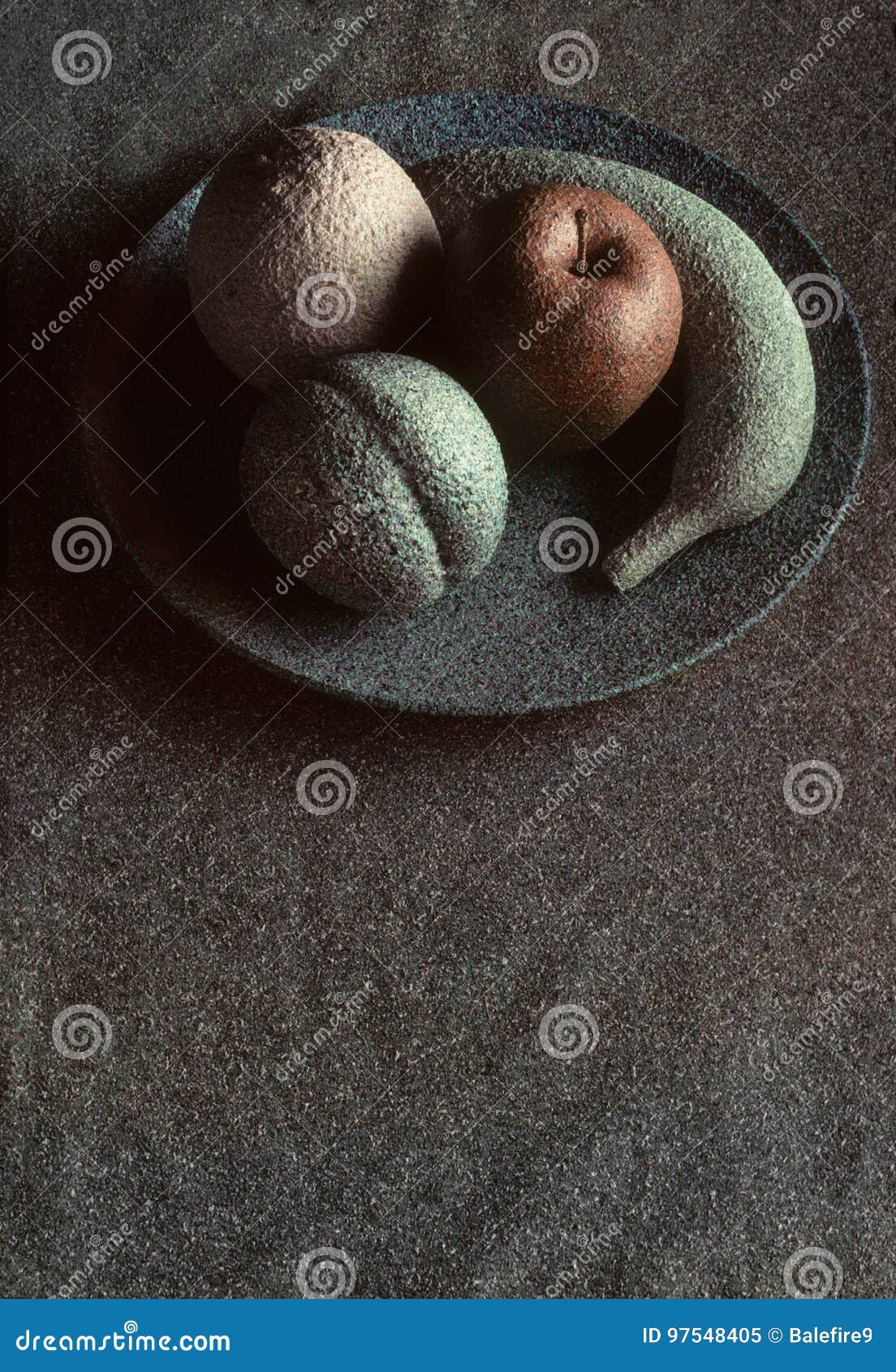 Granite-like Sculpture of Fruit on a Plate Stock Image - Image of ...